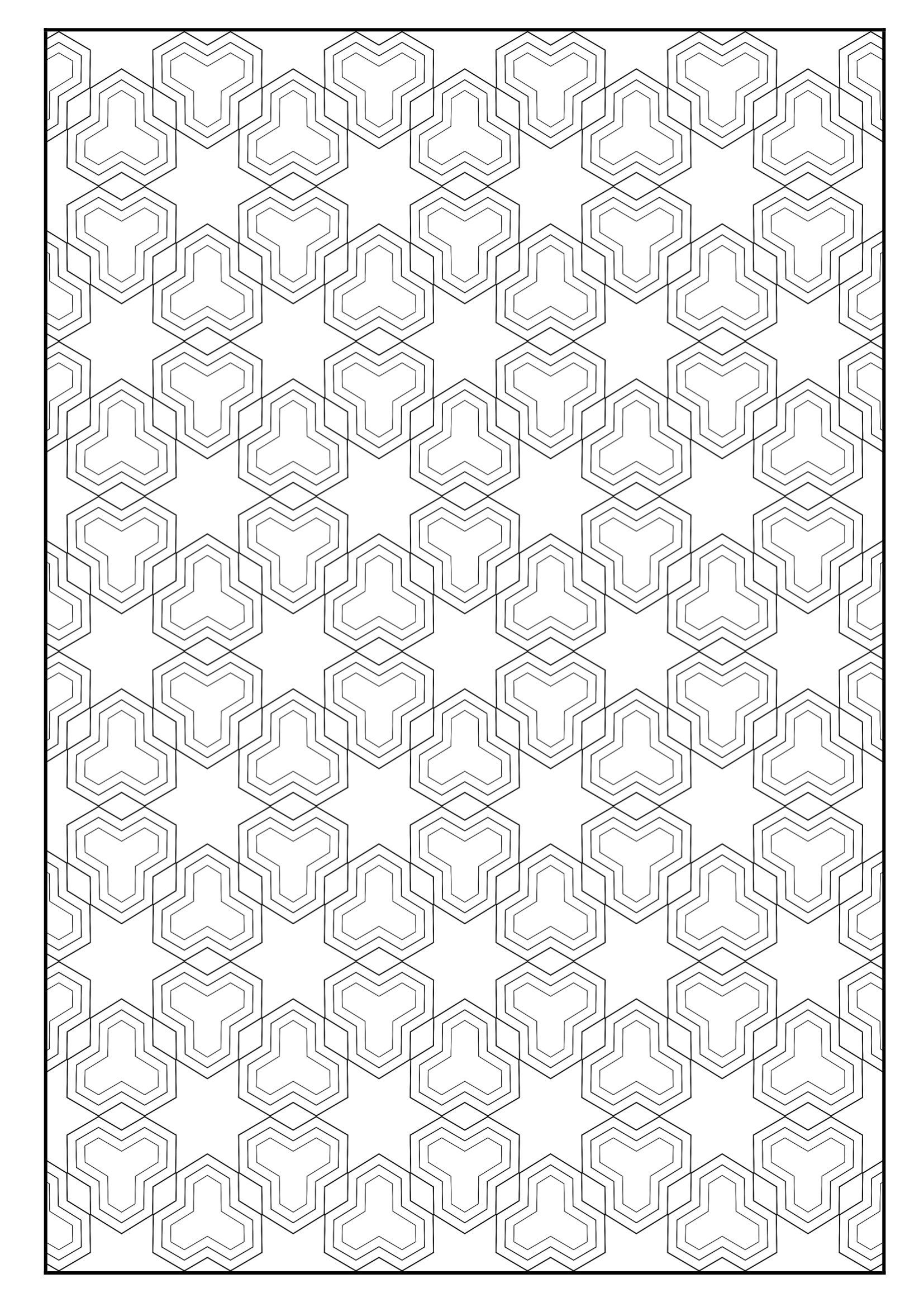 Set of 33 Printable Coloring Pages With Geometric Designs, Kids and ...