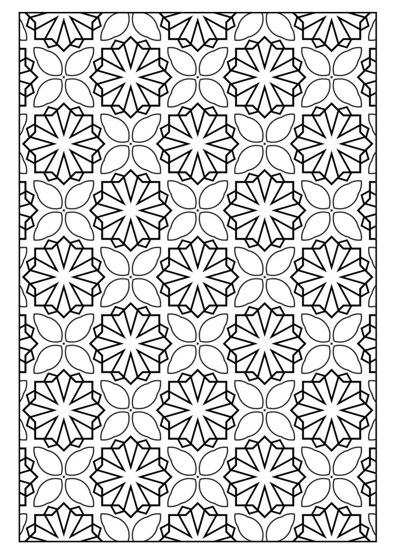 40 Printable Coloring Pages (20 Pairs) With Geometric Designs,kids and ...