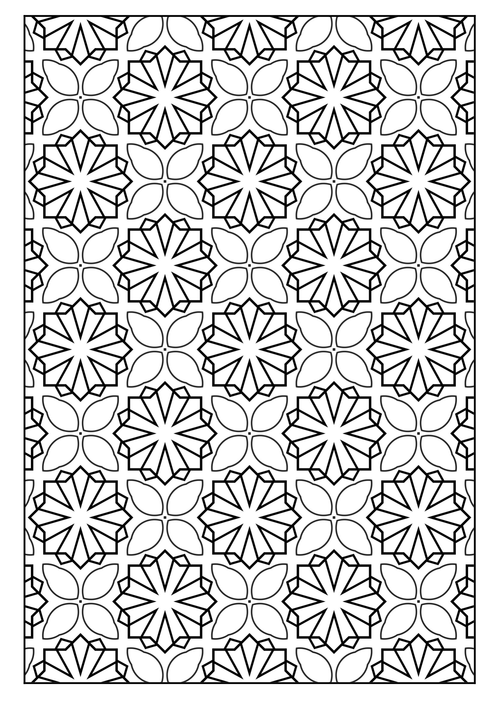 40 Printable Coloring Pages (20 Pairs) With Geometric Designs,kids and ...