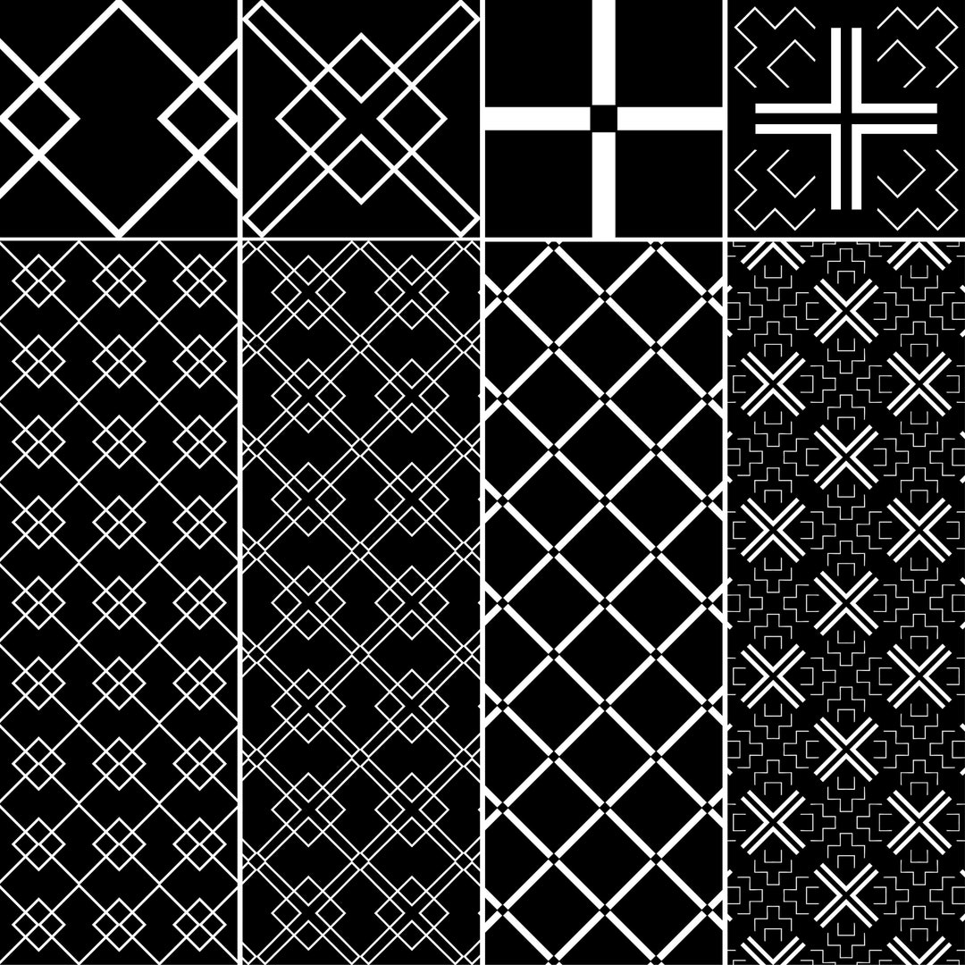 16 Digital Tiles and 16 Digital Papers With Geometric Patterns in Black ...