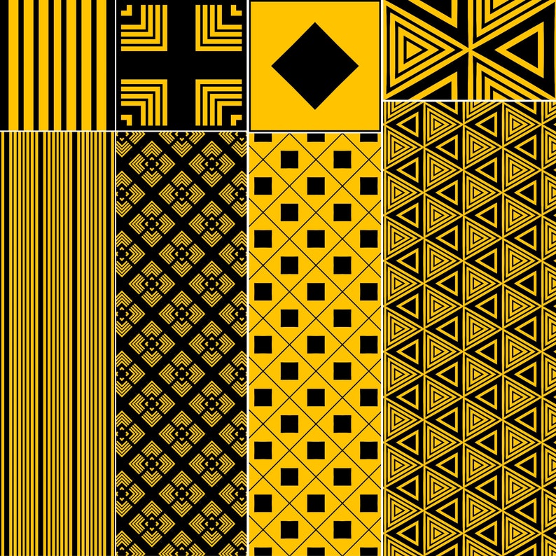 16 Digital Tiles and 16 Digital Papers With Geometric Patterns in Black ...