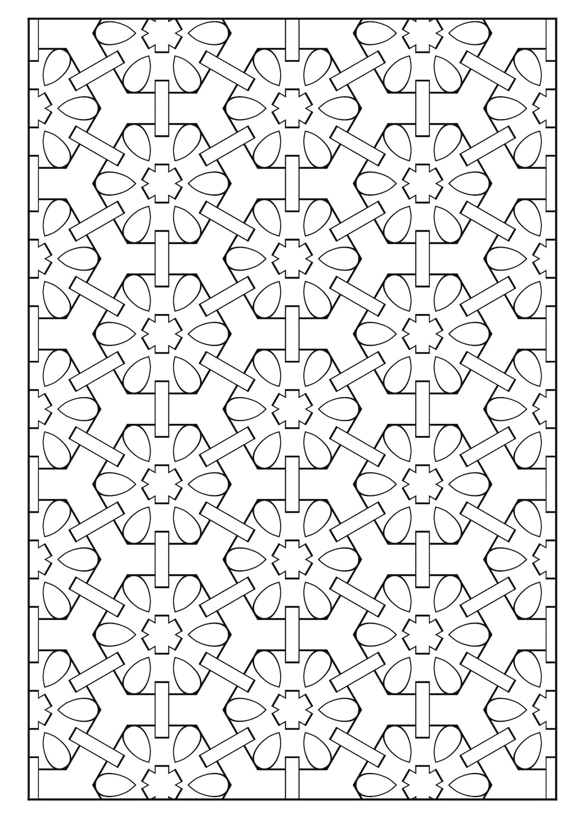 Set of 33 Printable Coloring Pages With Geometric Designs, Kids and ...