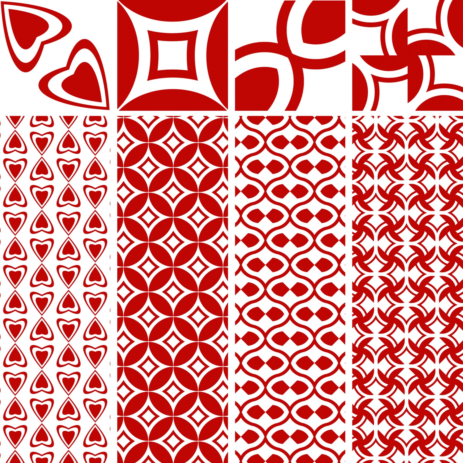 16 Digital Tiles and 16 Digital Papers With Geometric Patterns in Red ...
