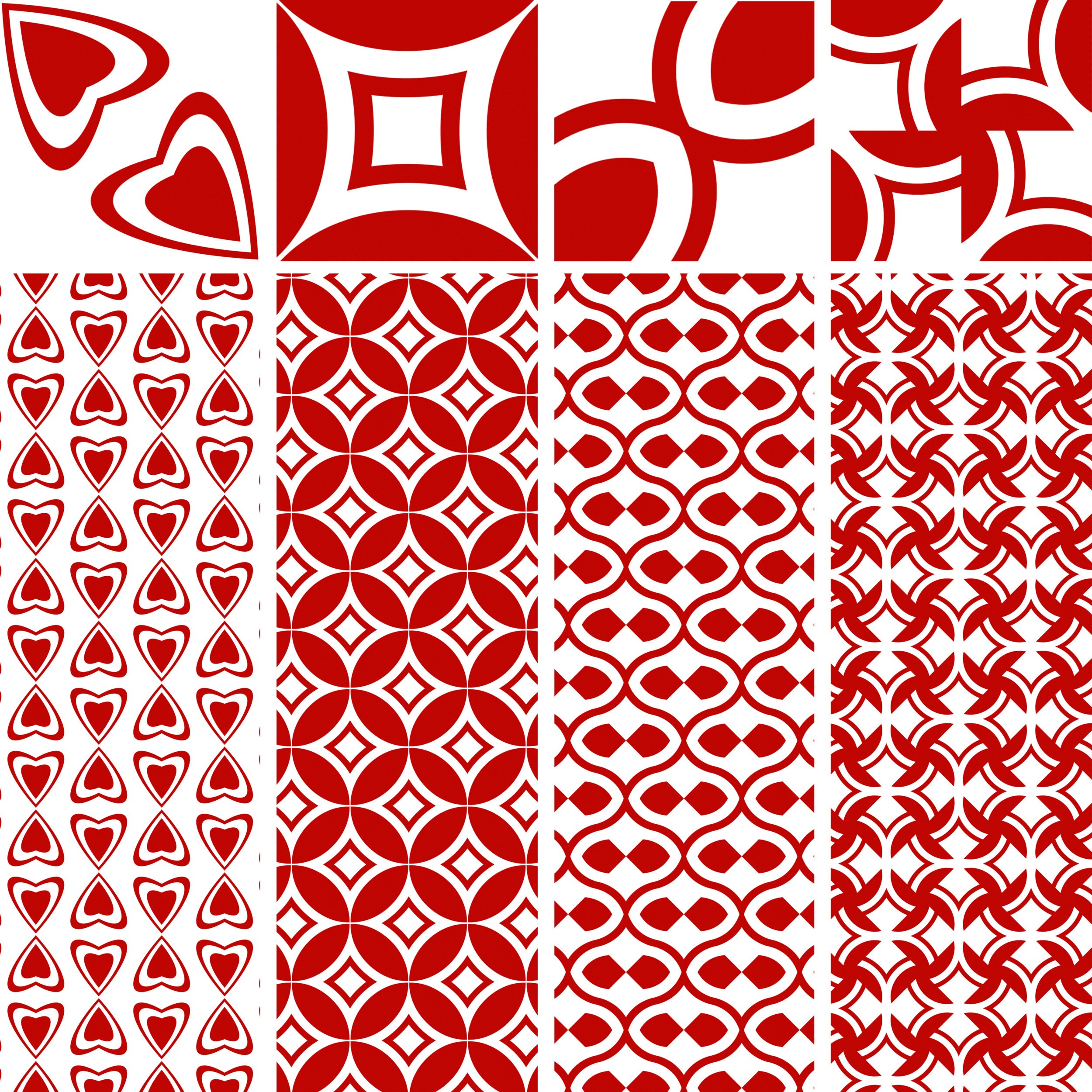 16 Digital Tiles and 16 Digital Papers With Geometric Patterns in Red ...