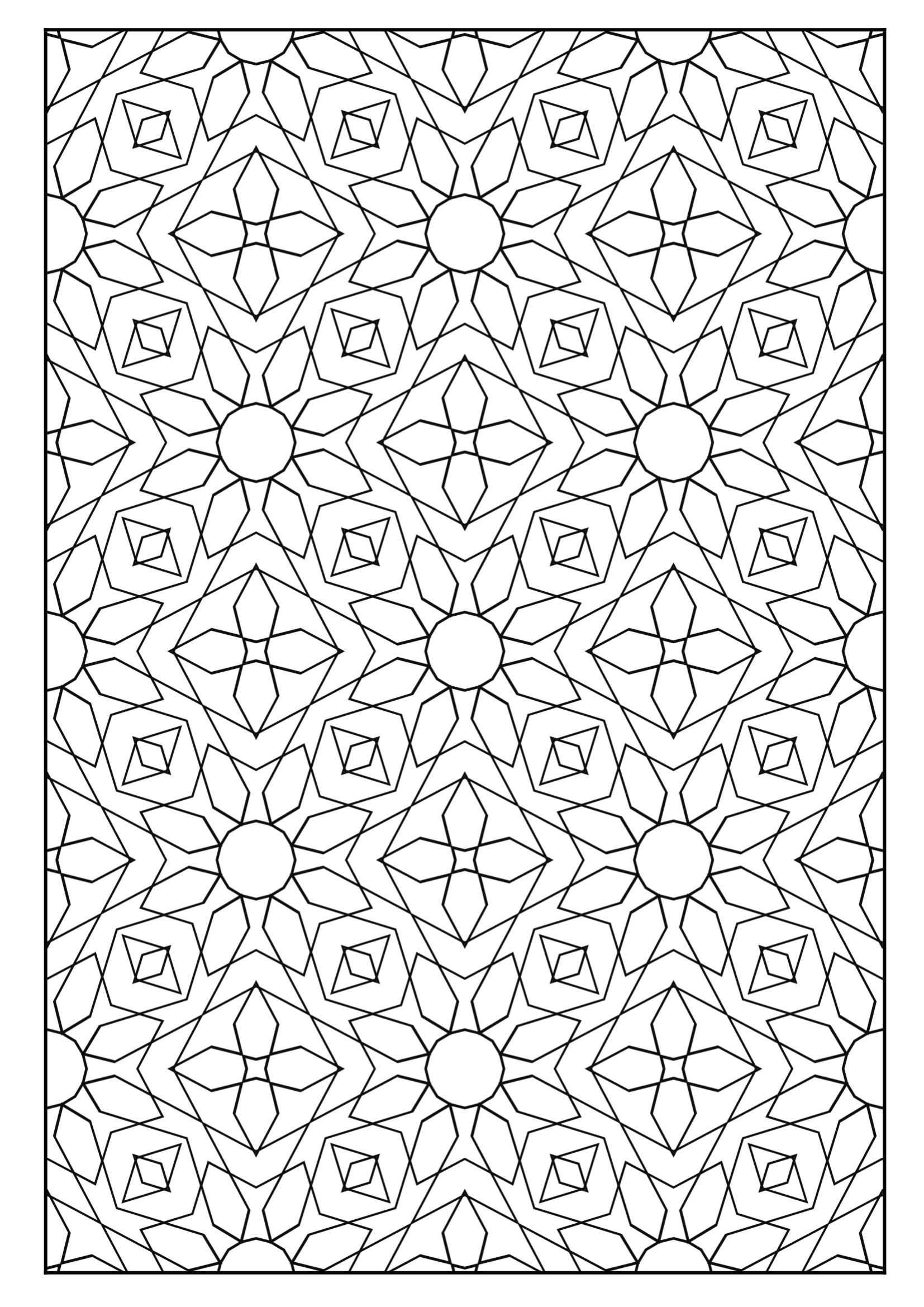 Set of 37 Printable Coloring Pages With Geometric Designs, Kids and ...