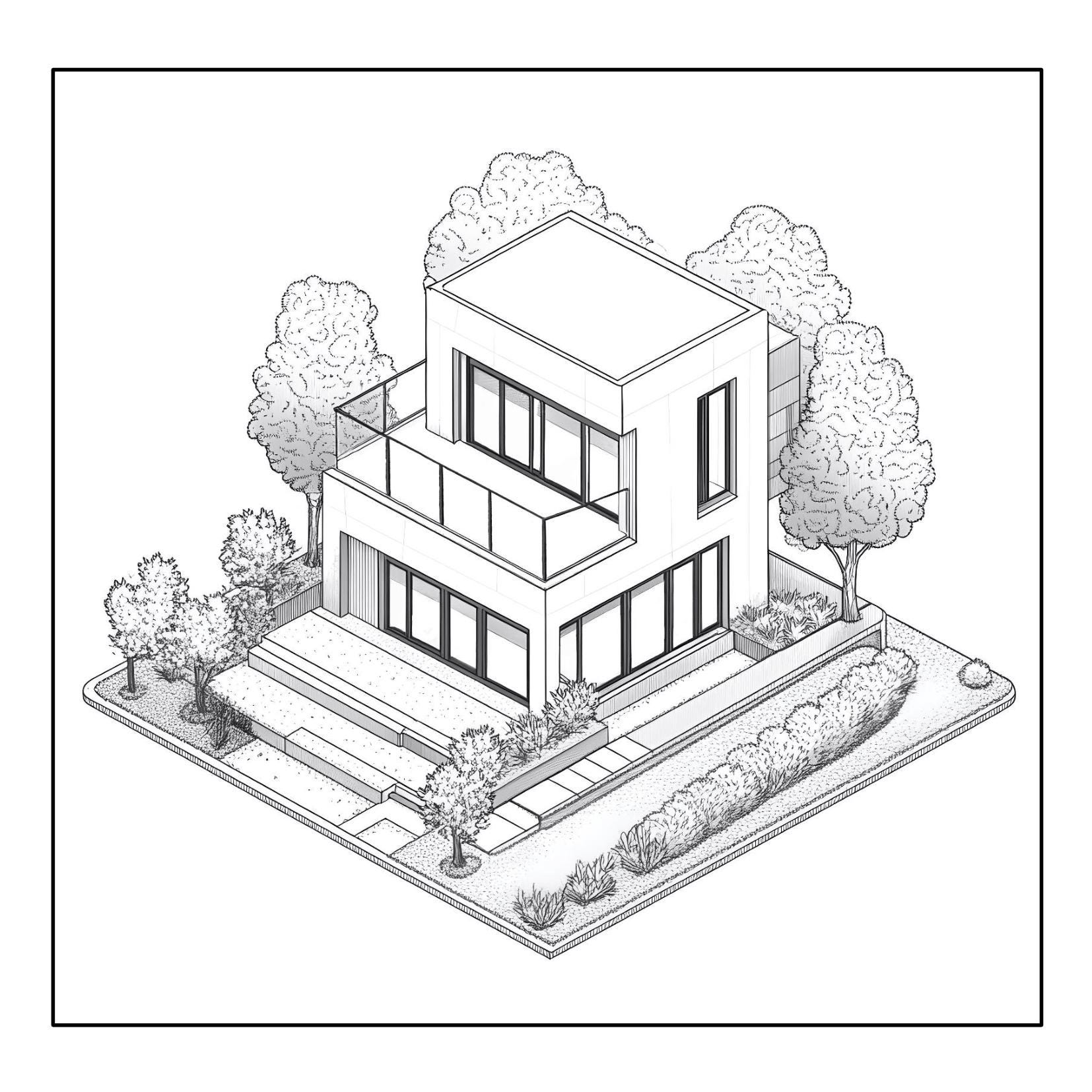 Modern Houses Coloring Pages – Color Your Future Dream Home! Coloring ...