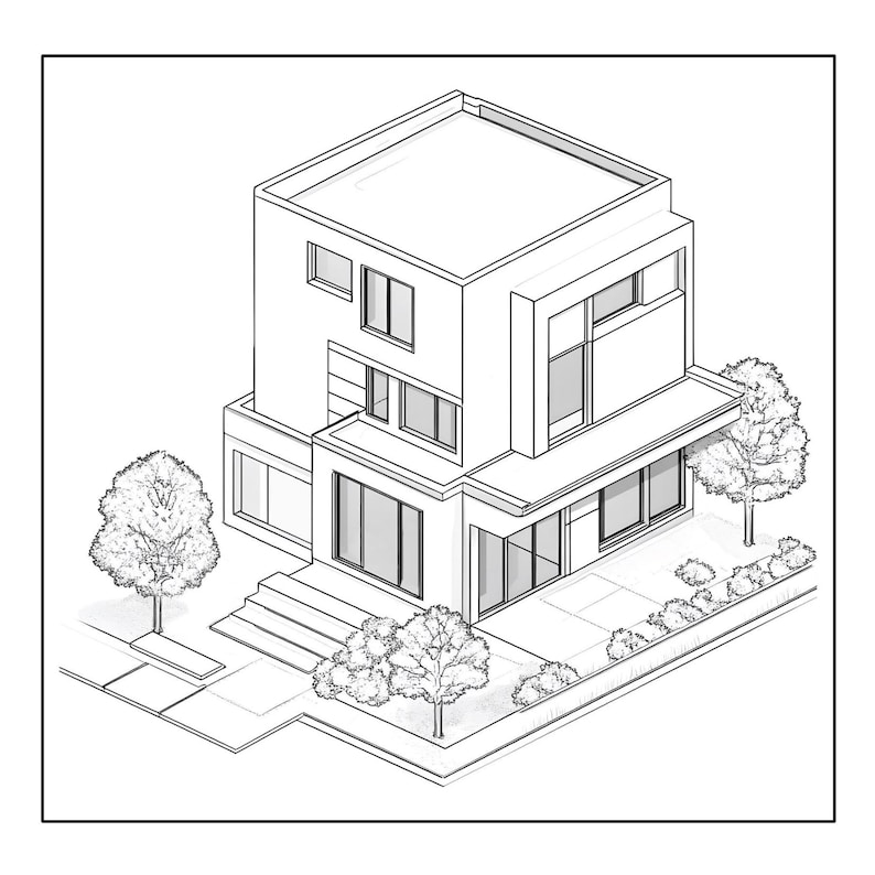 Modern Houses Coloring Pages – Color Your Future Dream Home! Coloring ...