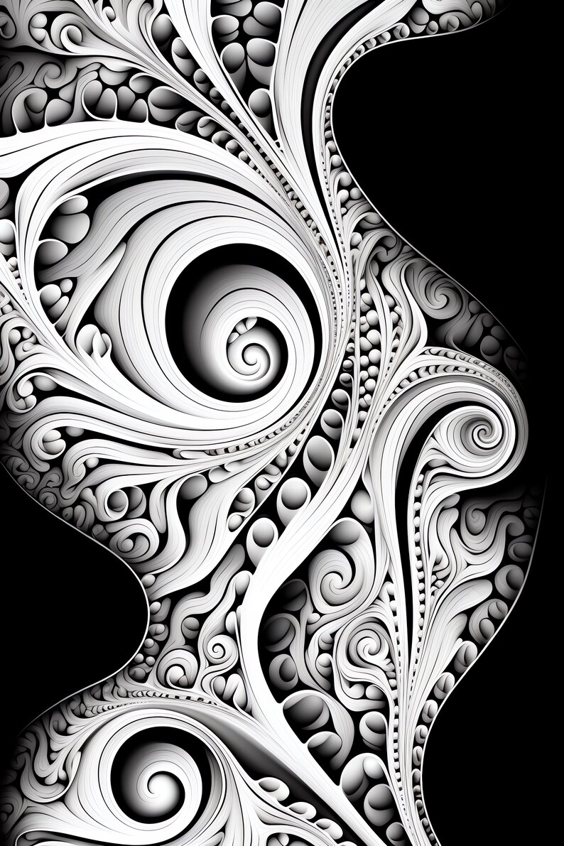 Set of 30 Coloring Pages With Beautiful Fractals, Endless Patterns and ...