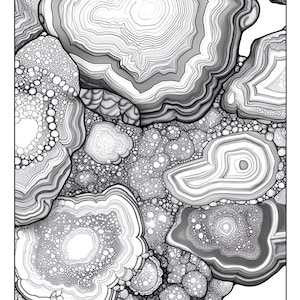 Set of 32 Printable Coloring Pages With Small Agate Stones in Section ...
