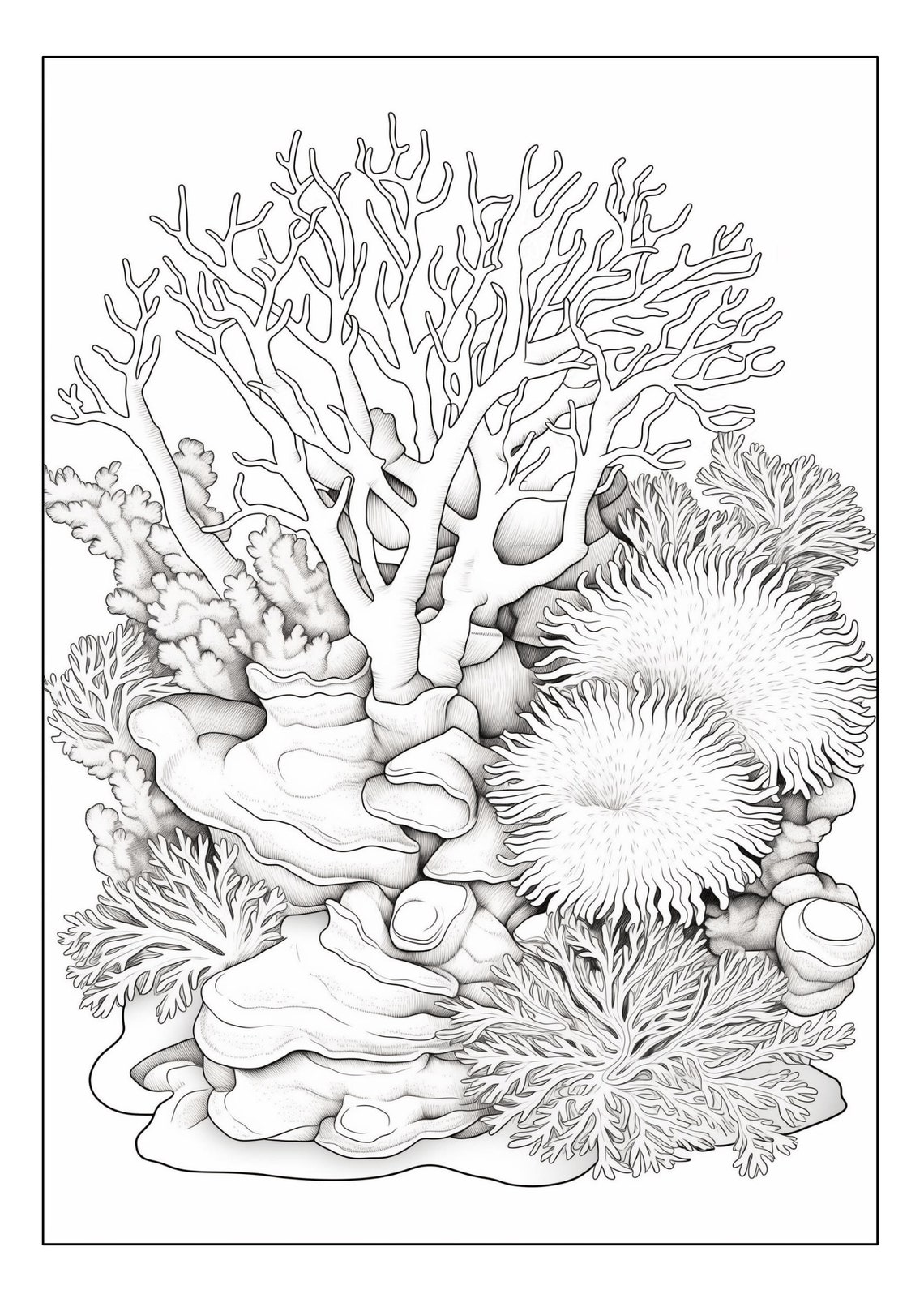 Set of 20 Coloring Pages With Sea Corals, Marine and Ocean Life, Coral ...