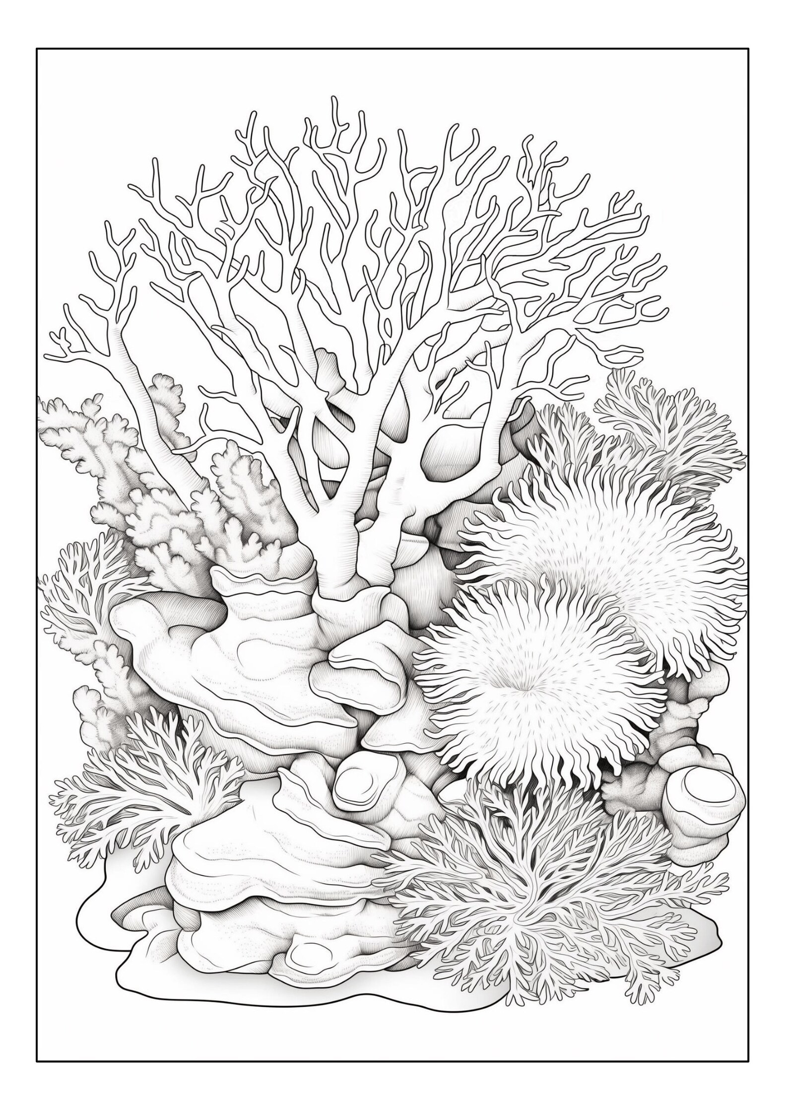 Set of 20 Coloring Pages With Sea Corals, Marine and Ocean Life, Coral ...