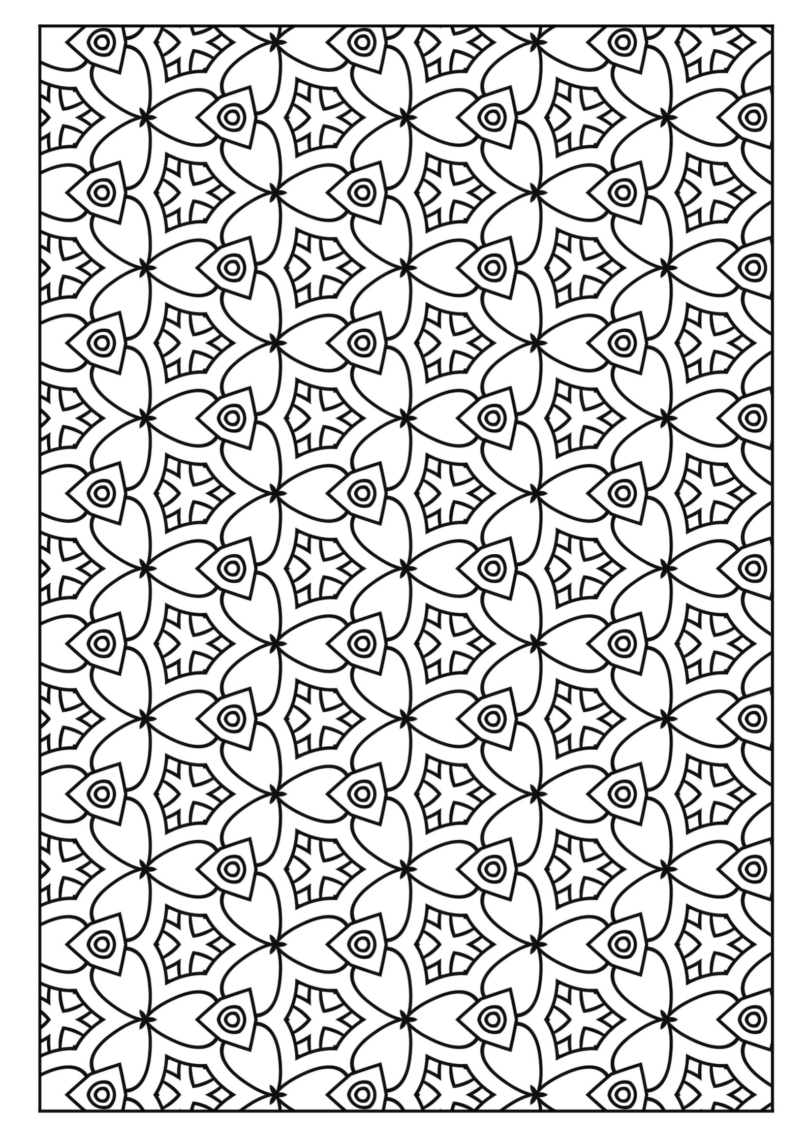 Set of 33 Printable Coloring Pages With Geometric Designs, Kids and ...