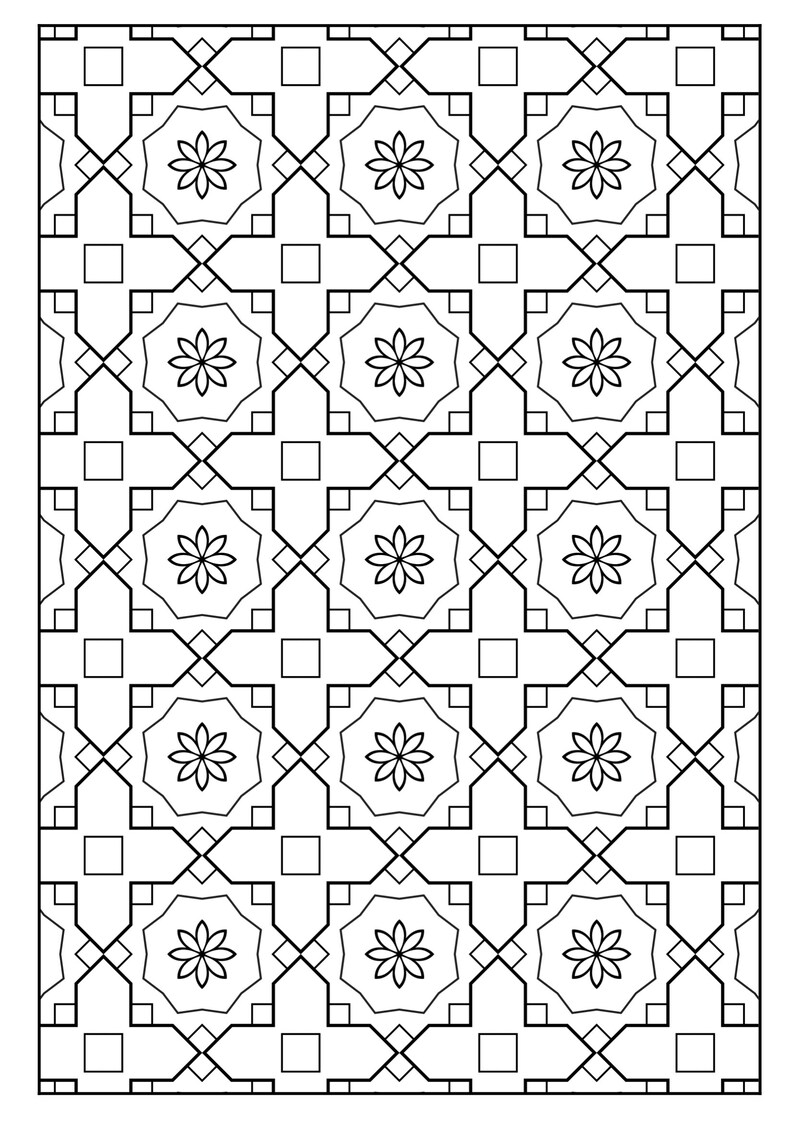Set of 40 Printable Geometric Coloring Pages, Kids&adults Coloring ...