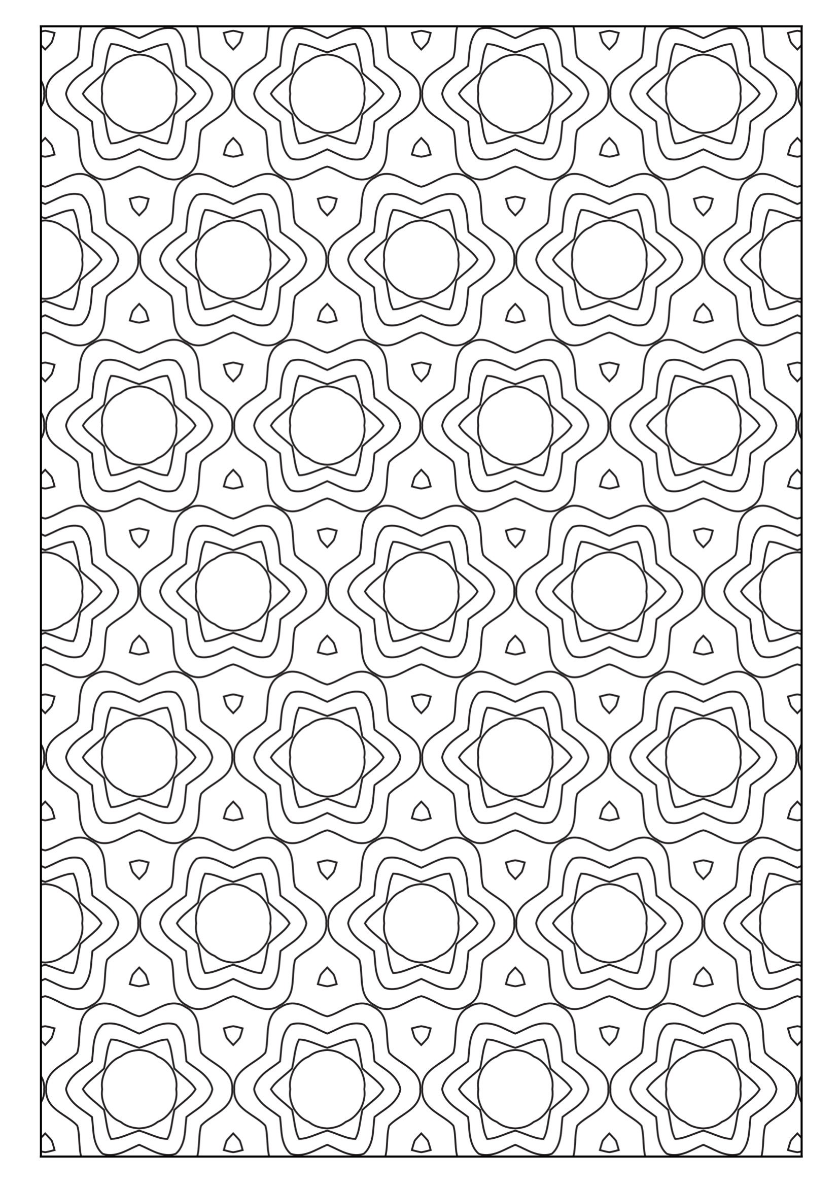 Set of 34 Printable Coloring Pages With Geometric Designs, Kids and ...