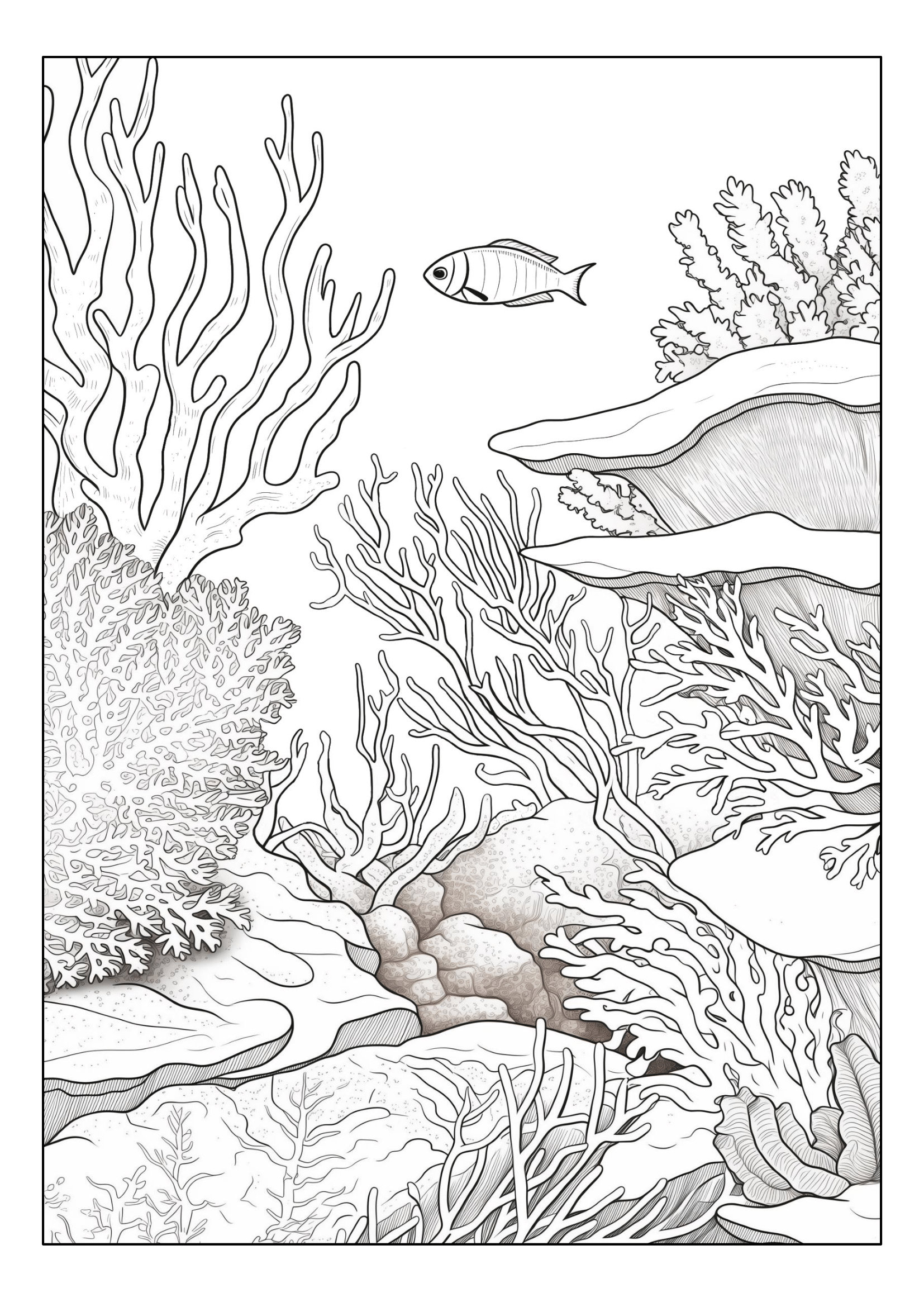 Set of 20 Coloring Pages With Sea Corals, Marine and Ocean Life, Coral ...