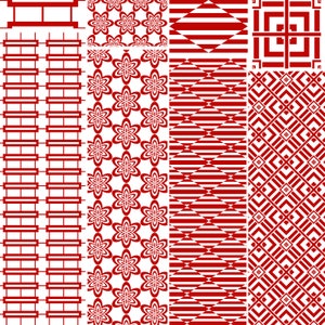 16 Digital Tiles and 16 Digital Papers With Geometric Patterns in Red ...