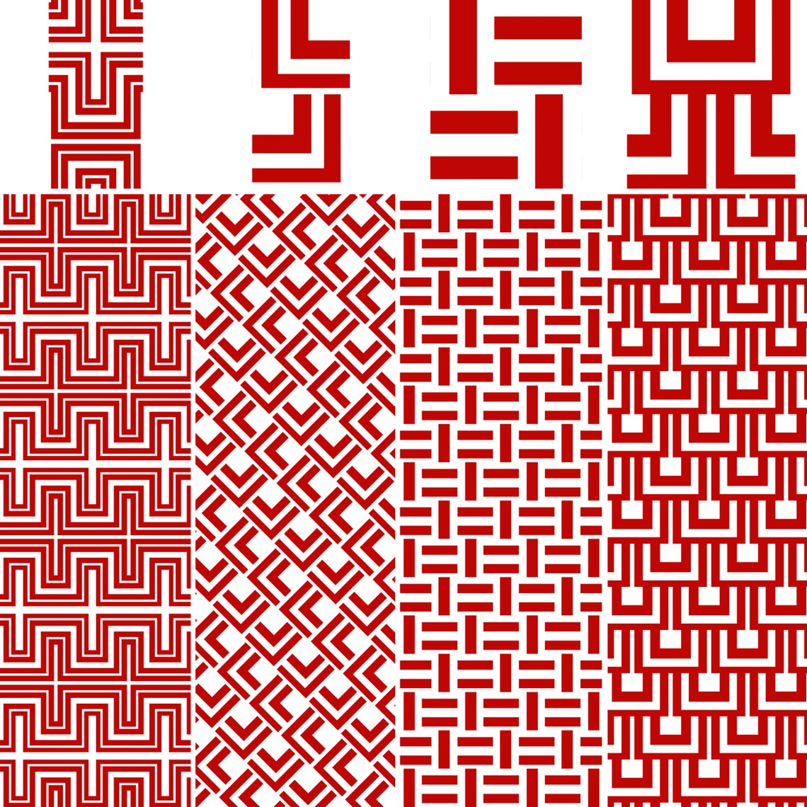 16 Digital Tiles and 16 Digital Papers With Geometric Patterns in Red ...