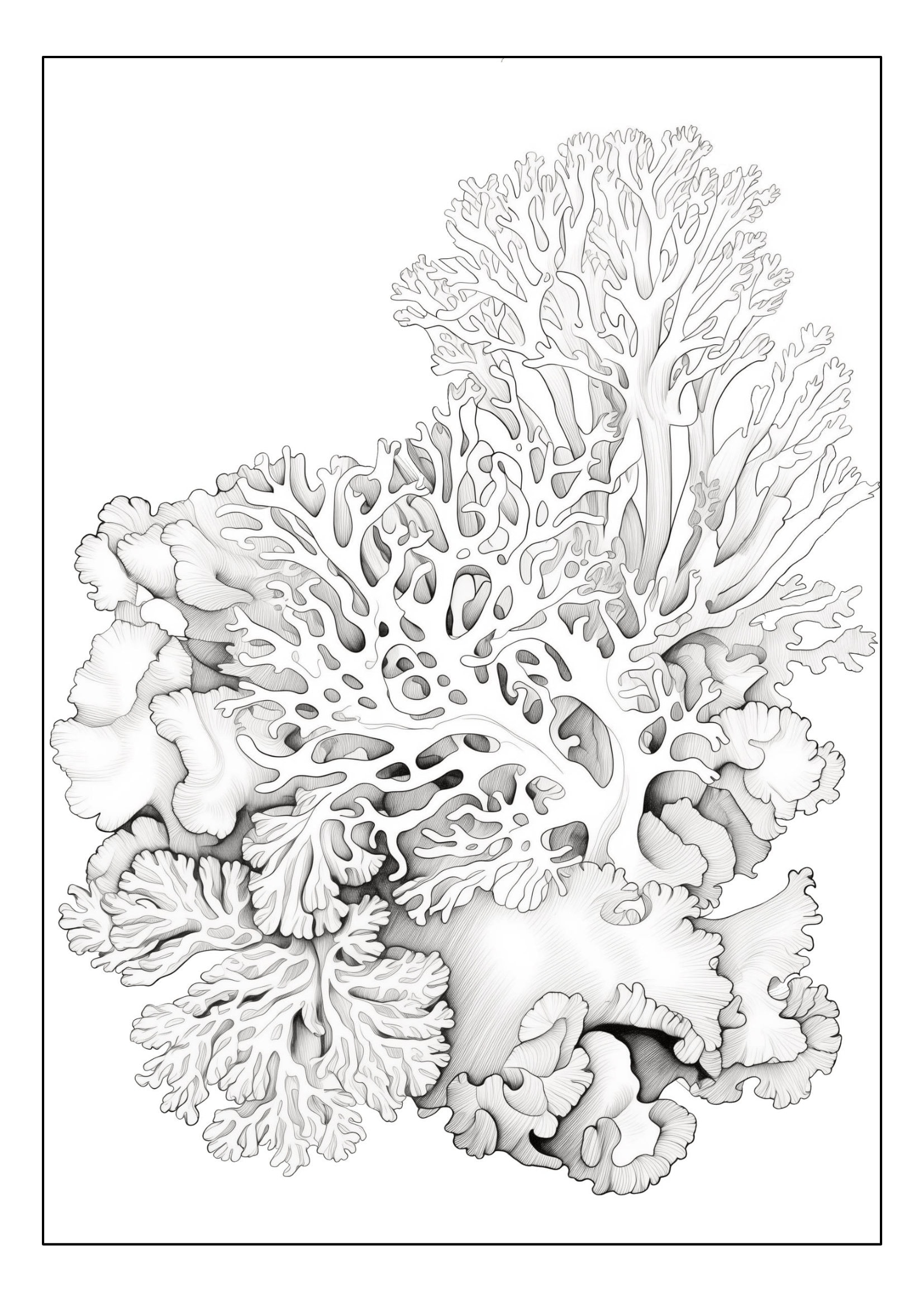 Set of 20 Coloring Pages With Sea Corals, Marine and Ocean Life, Coral ...