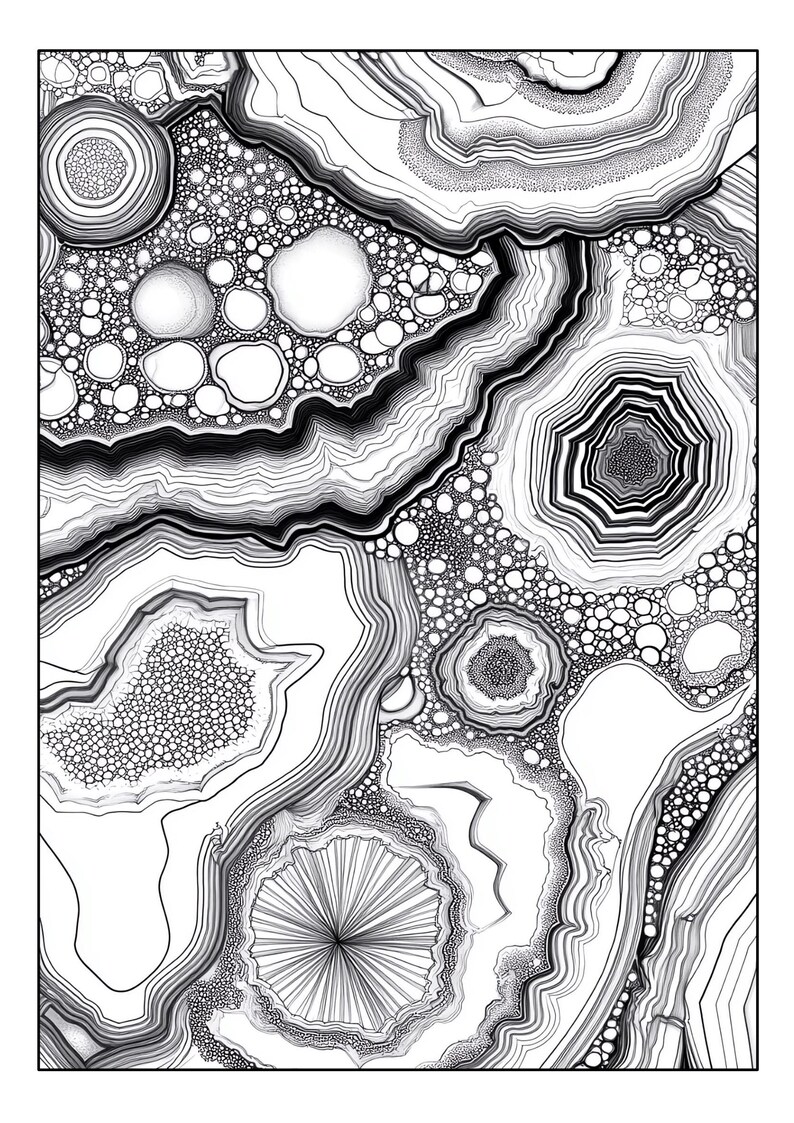 Set of 32 Printable Coloring Pages With Small Agate Stones in Section ...