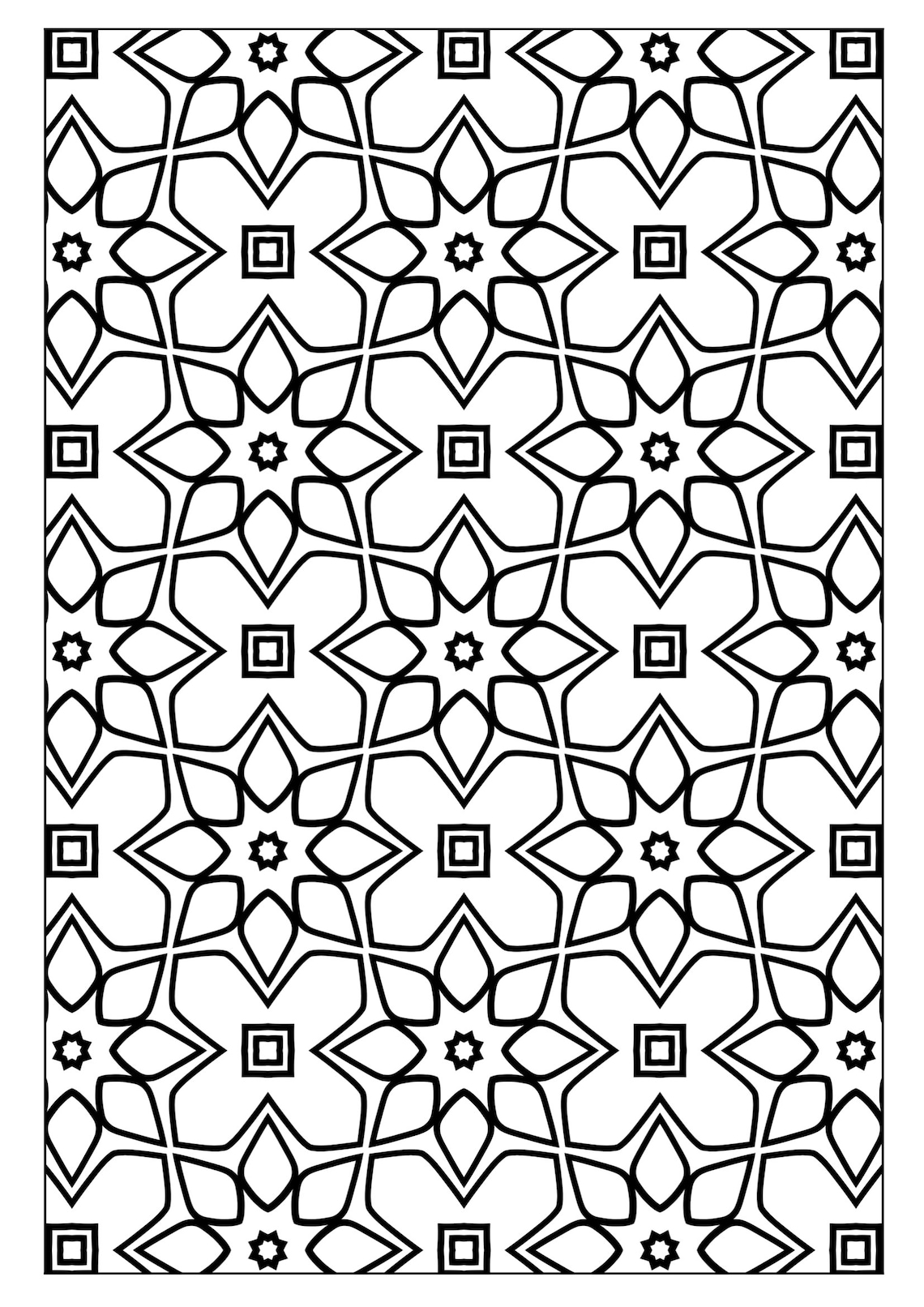 Set of 34 Printable Coloring Pages With Geometric Designs, Kids and ...