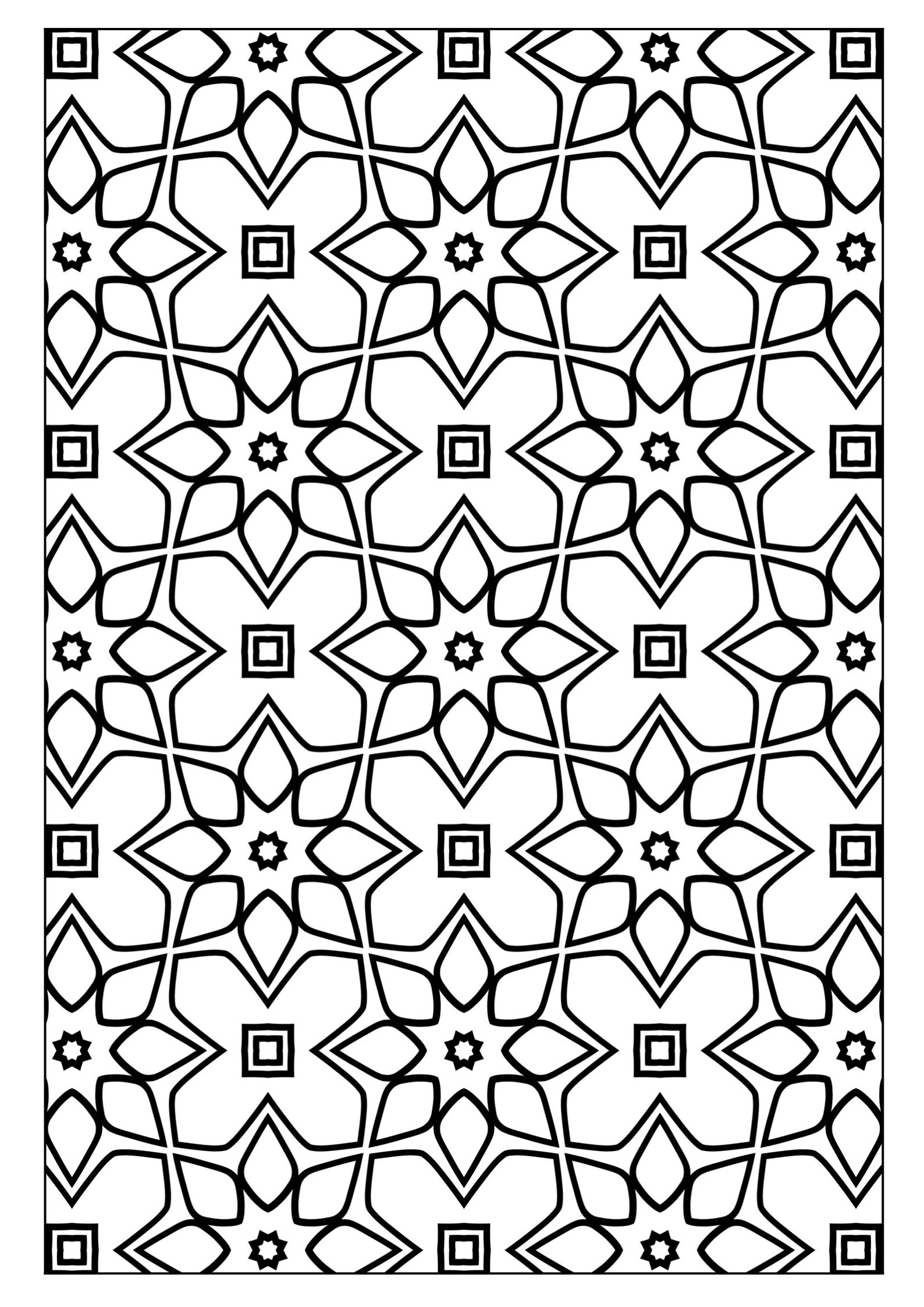 Set of 34 Printable Coloring Pages With Geometric Designs, Kids and ...