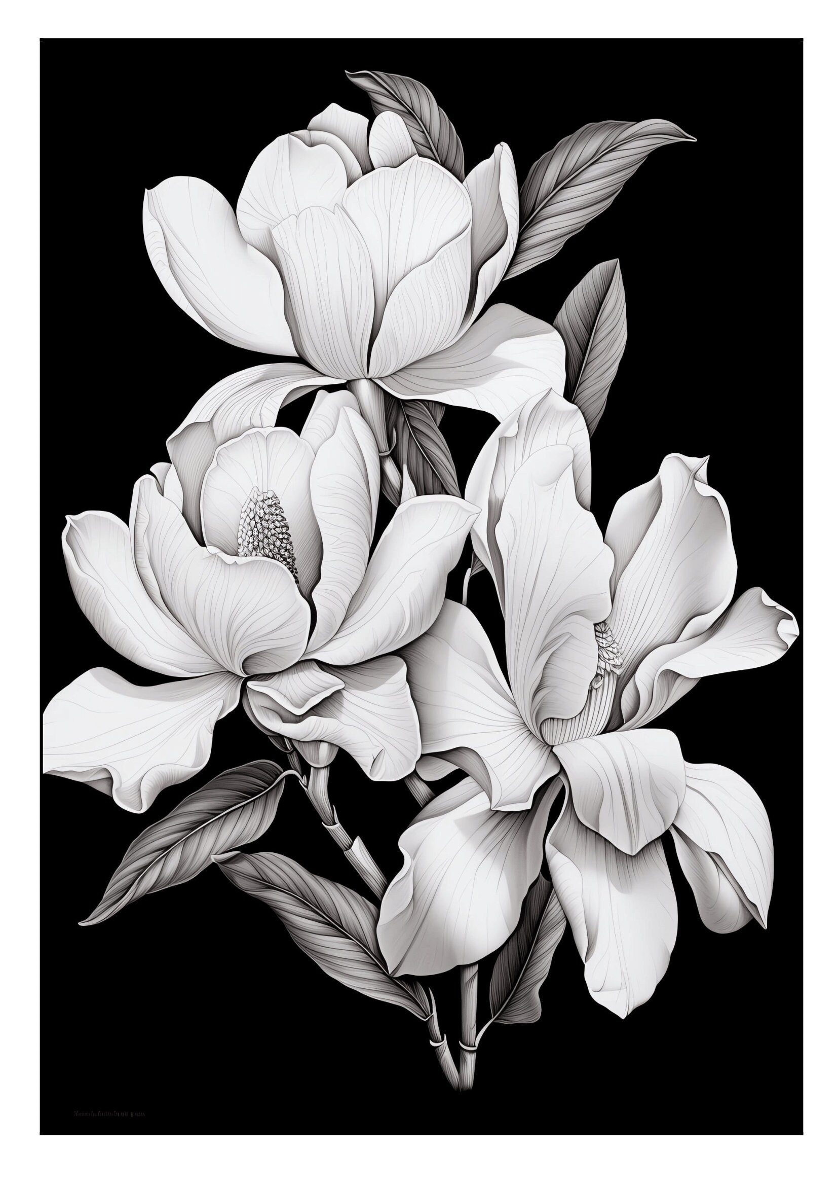 30 Printable Grayscale Coloring Pages With Flowers and Flower Bouquets ...