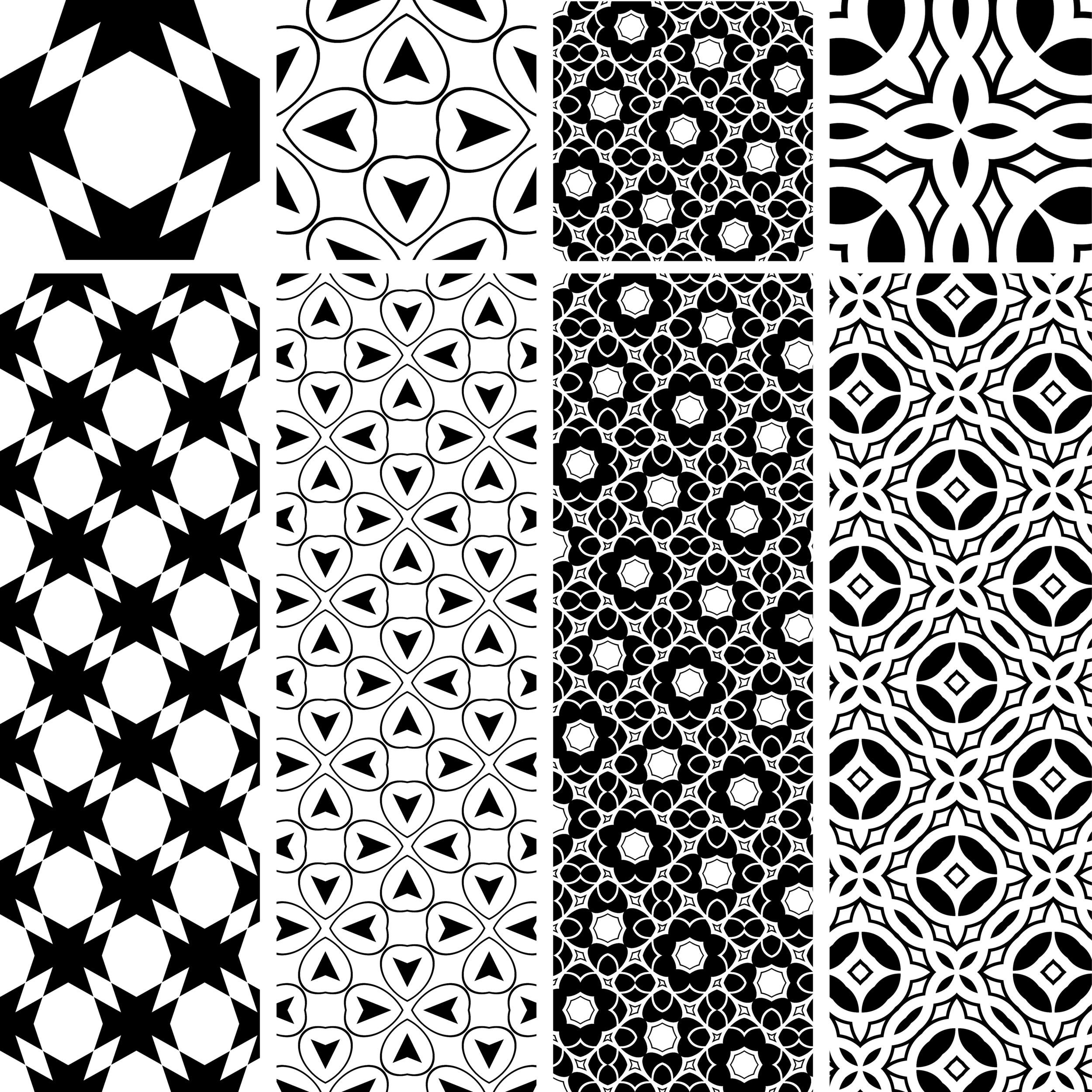 16 Digital Tiles and 16 Digital Papers With Geometric Patterns in Black ...