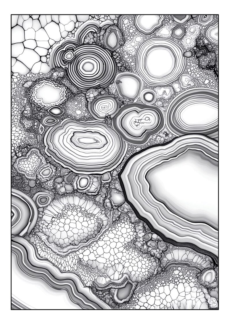 Set of 32 Printable Coloring Pages With Small Agate Stones in Section ...
