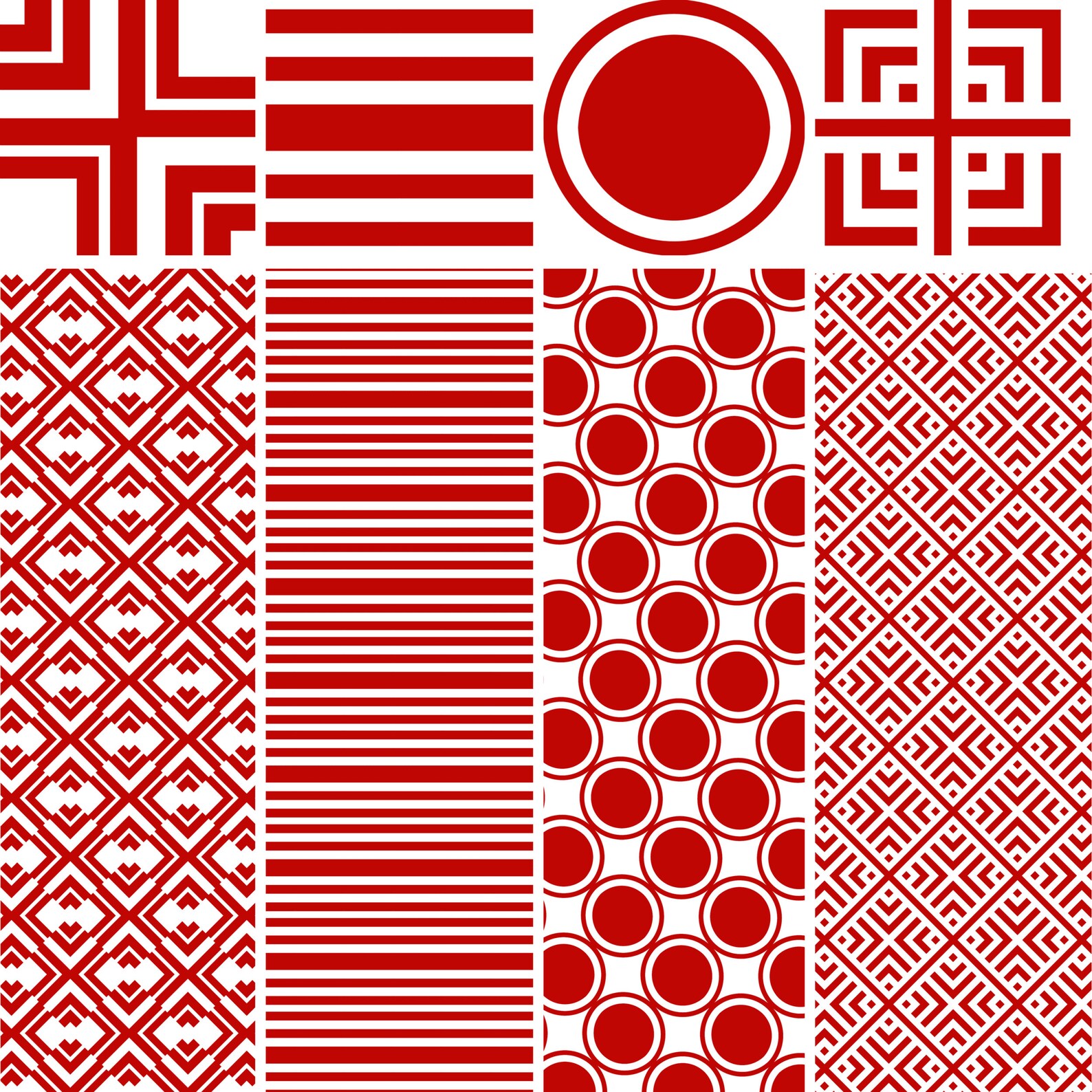 16 Digital Tiles and 16 Digital Papers With Geometric Patterns in Red ...