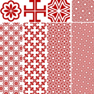 16 Digital Tiles and 16 Digital Papers With Geometric Patterns in Red ...