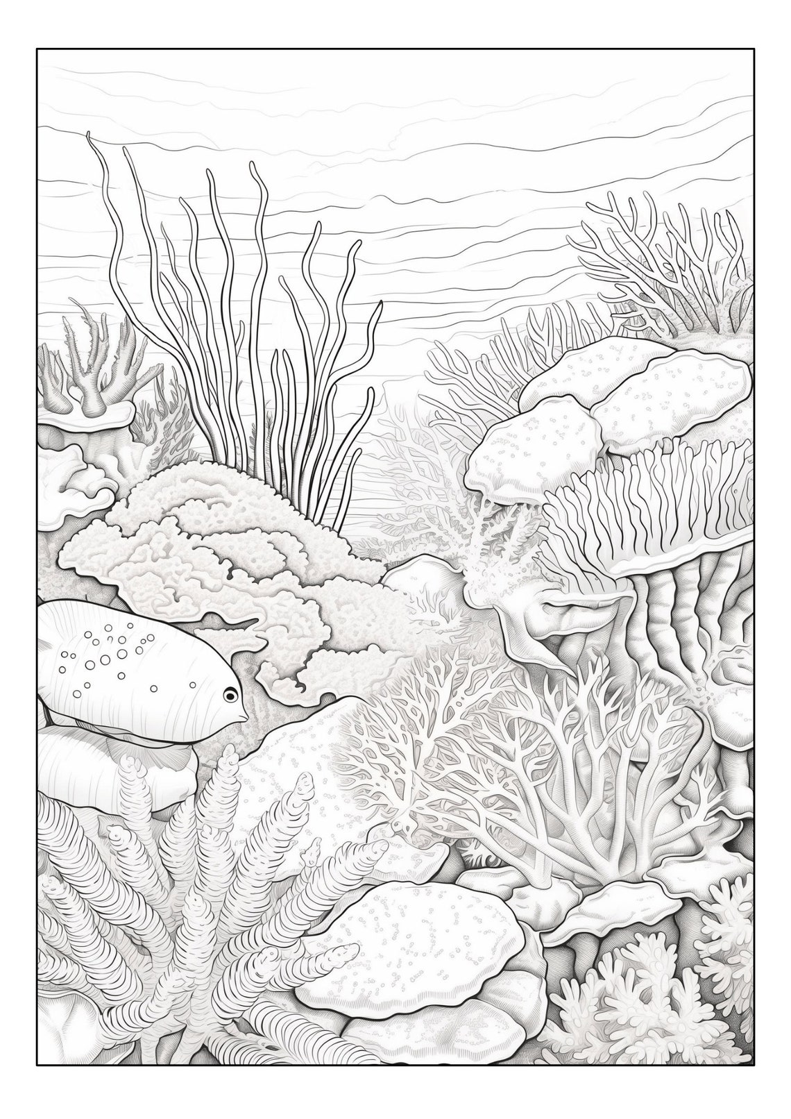 Set of 20 Coloring Pages With Sea Corals, Marine and Ocean Life, Coral ...