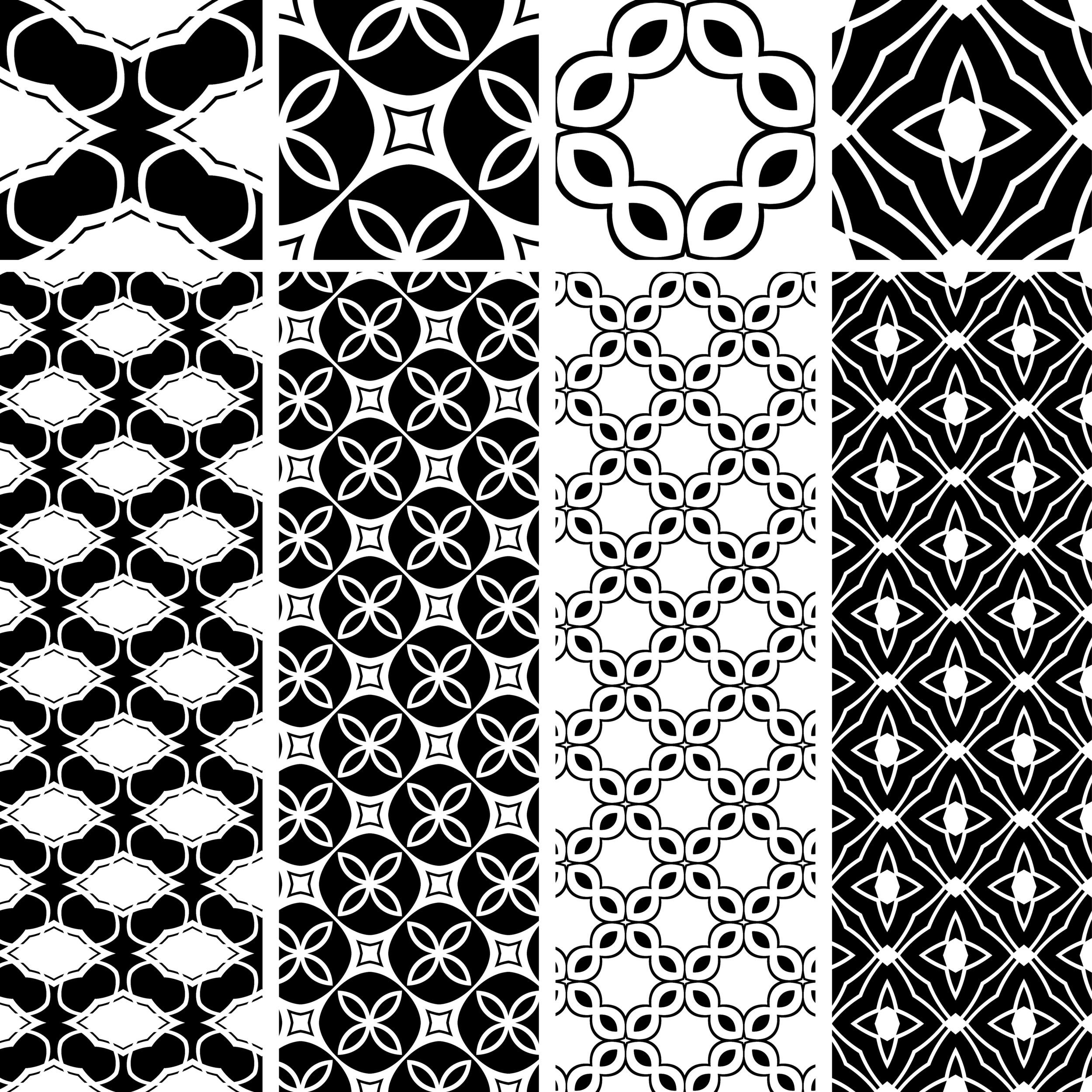 16 Digital Tiles and 16 Digital Papers With Geometric Patterns in Black ...