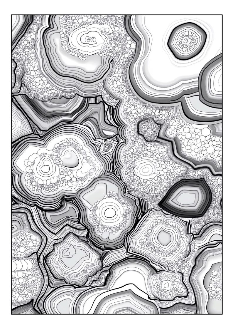 Set of 32 Printable Coloring Pages With Small Agate Stones in Section ...