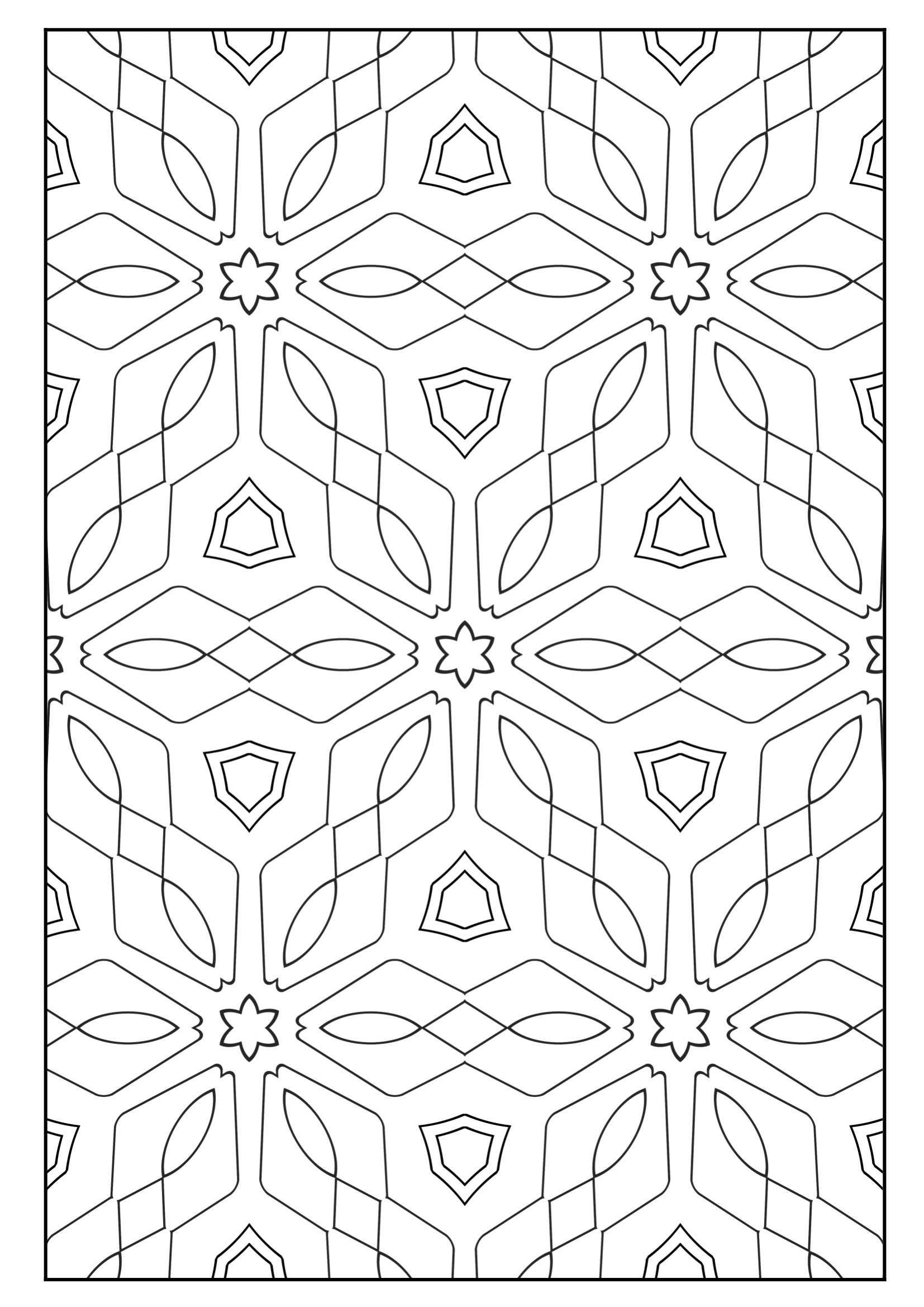 40 Printable Coloring Pages (20 Pairs) With Geometric Designs,kids and ...