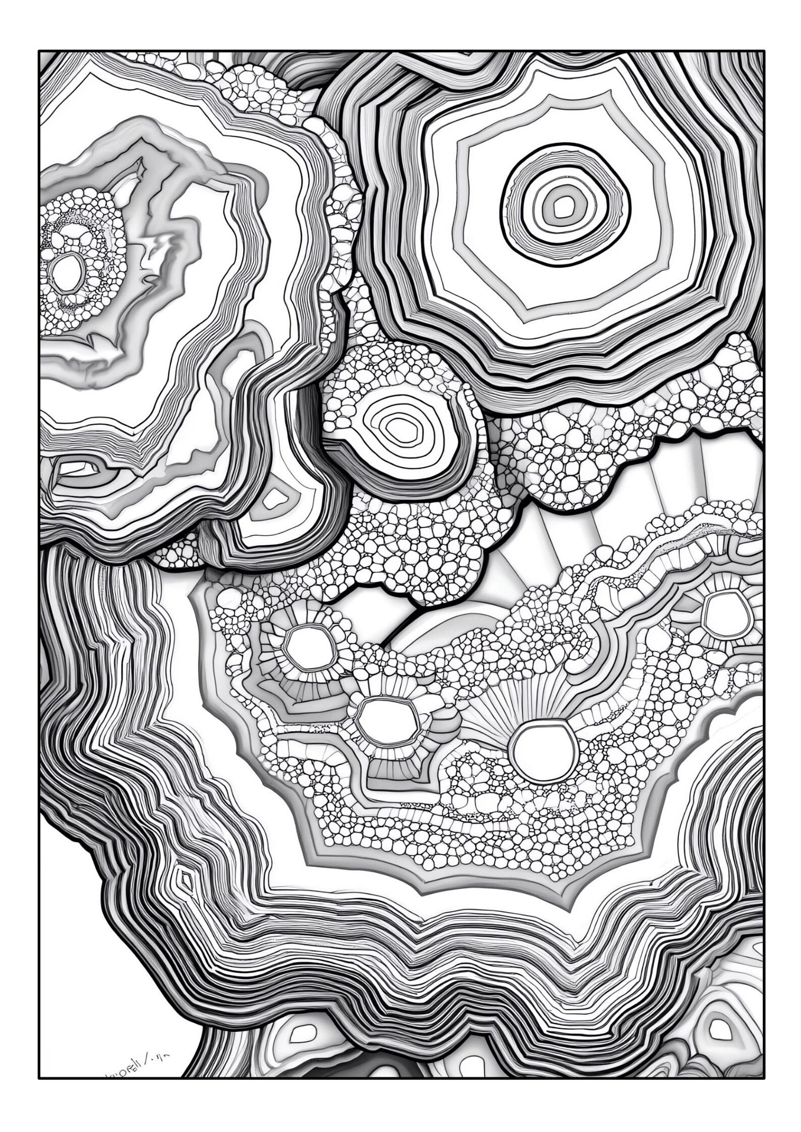 Set of 32 Printable Coloring Pages With Small Agate Stones in Section ...