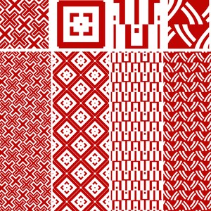 16 Digital Tiles and 16 Digital Papers With Geometric Patterns in Red ...