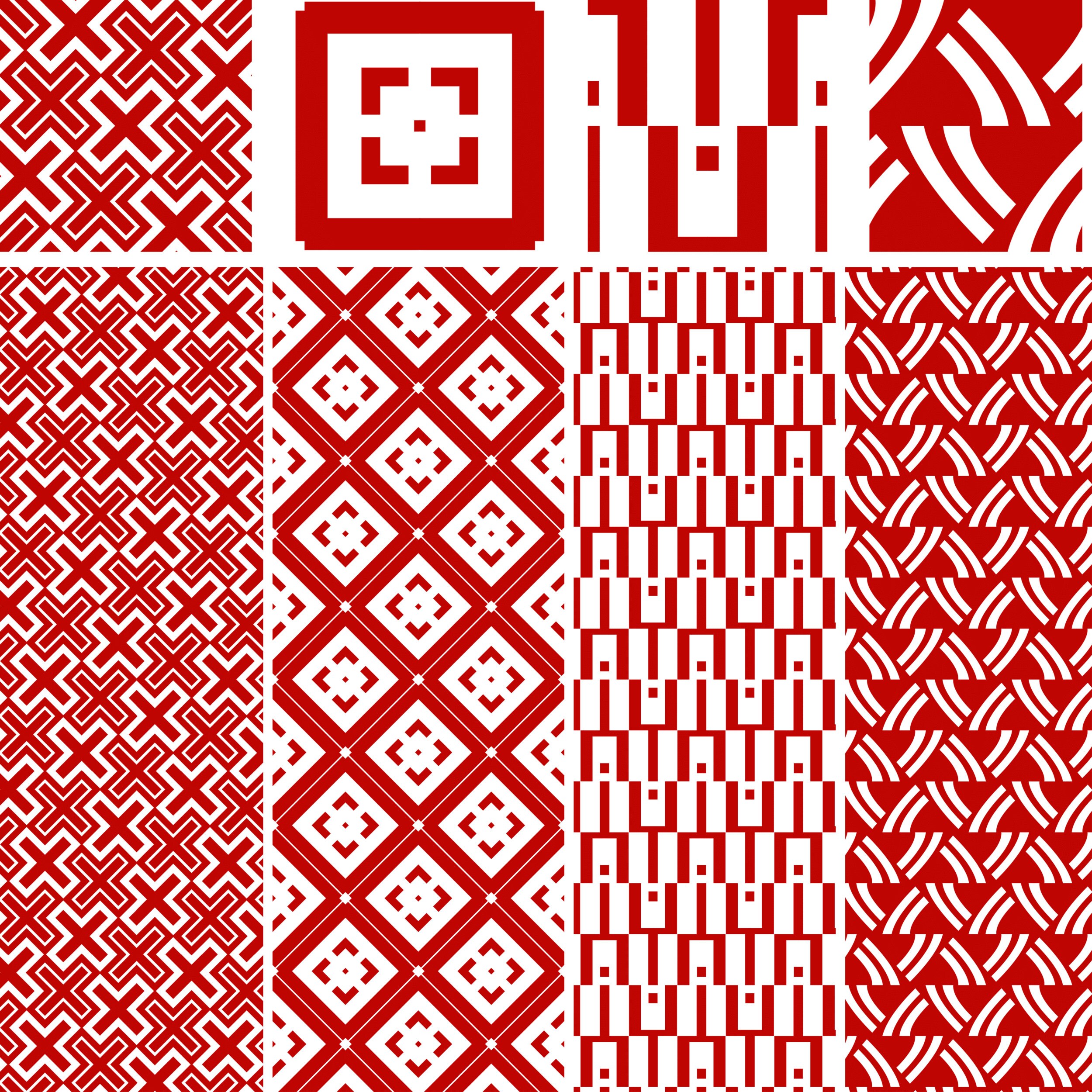 16 Digital Tiles and 16 Digital Papers With Geometric Patterns in Red ...