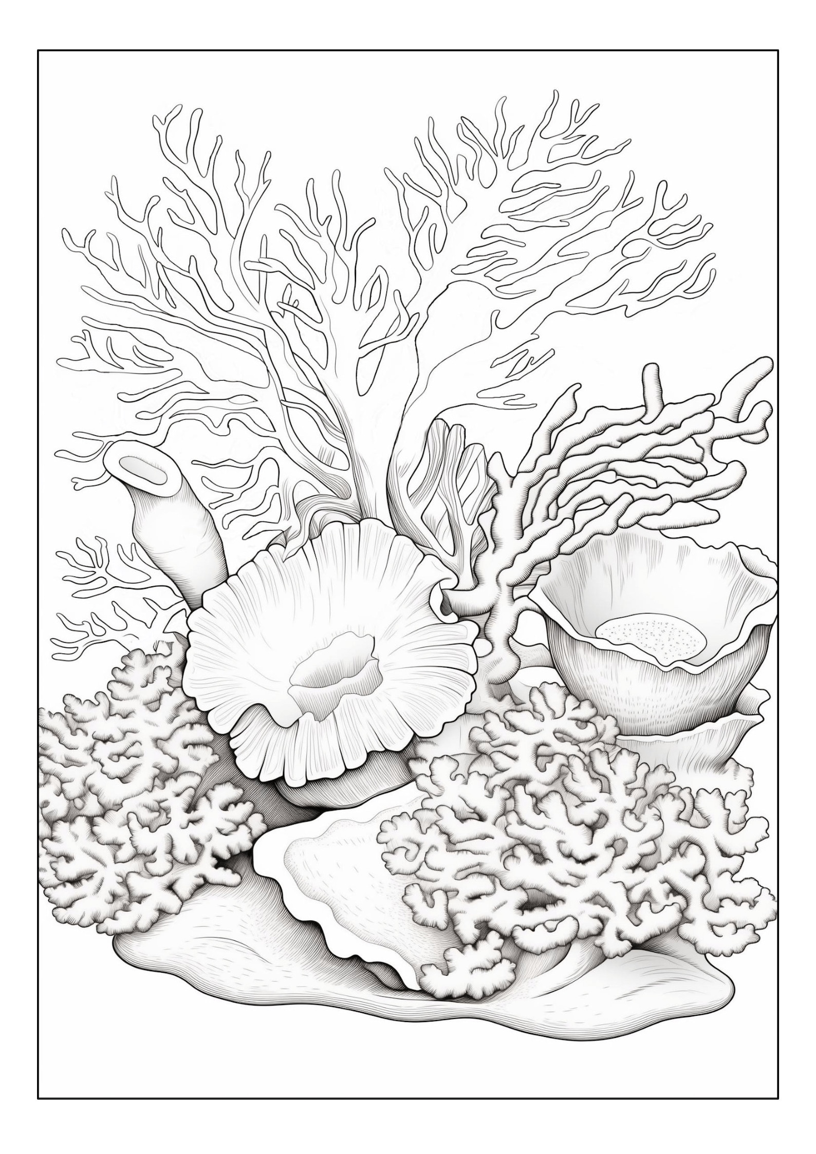 Set of 20 Coloring Pages With Sea Corals, Marine and Ocean Life, Coral ...