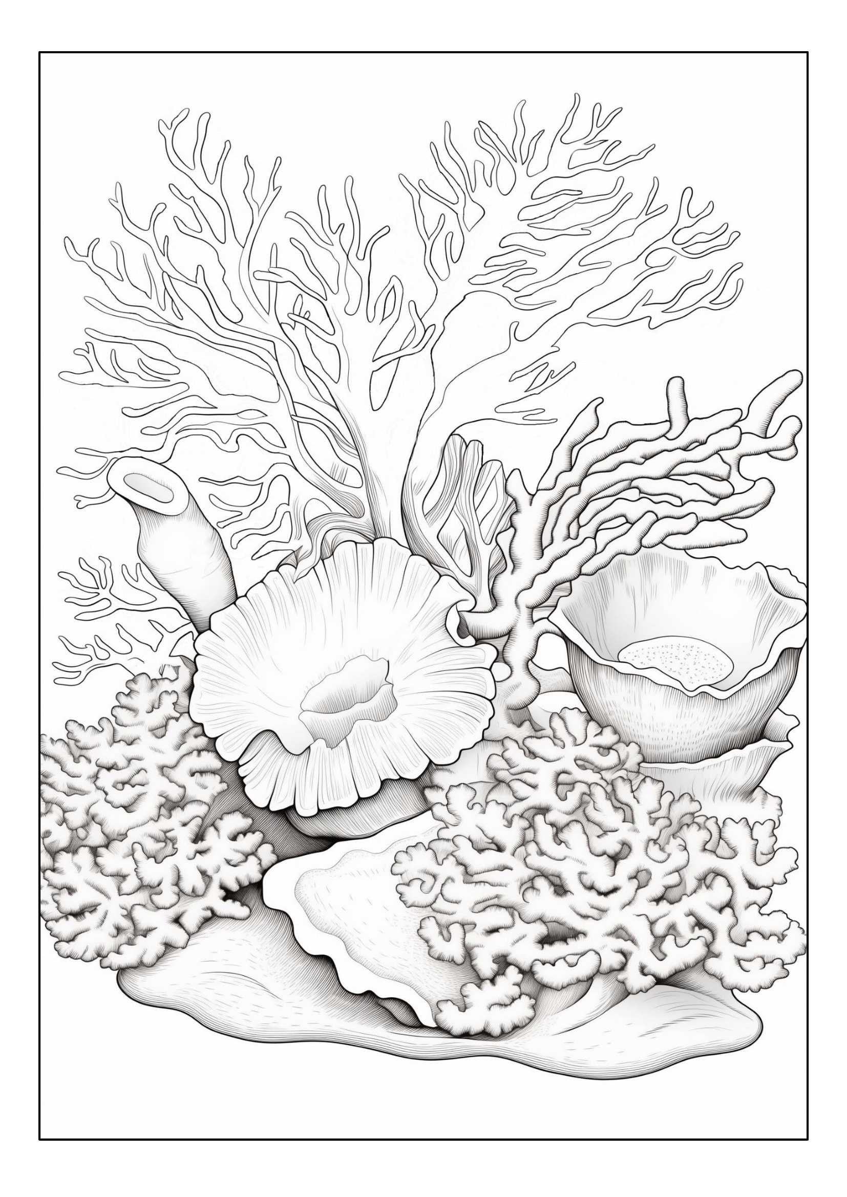 Set of 20 Coloring Pages With Sea Corals, Marine and Ocean Life, Coral ...