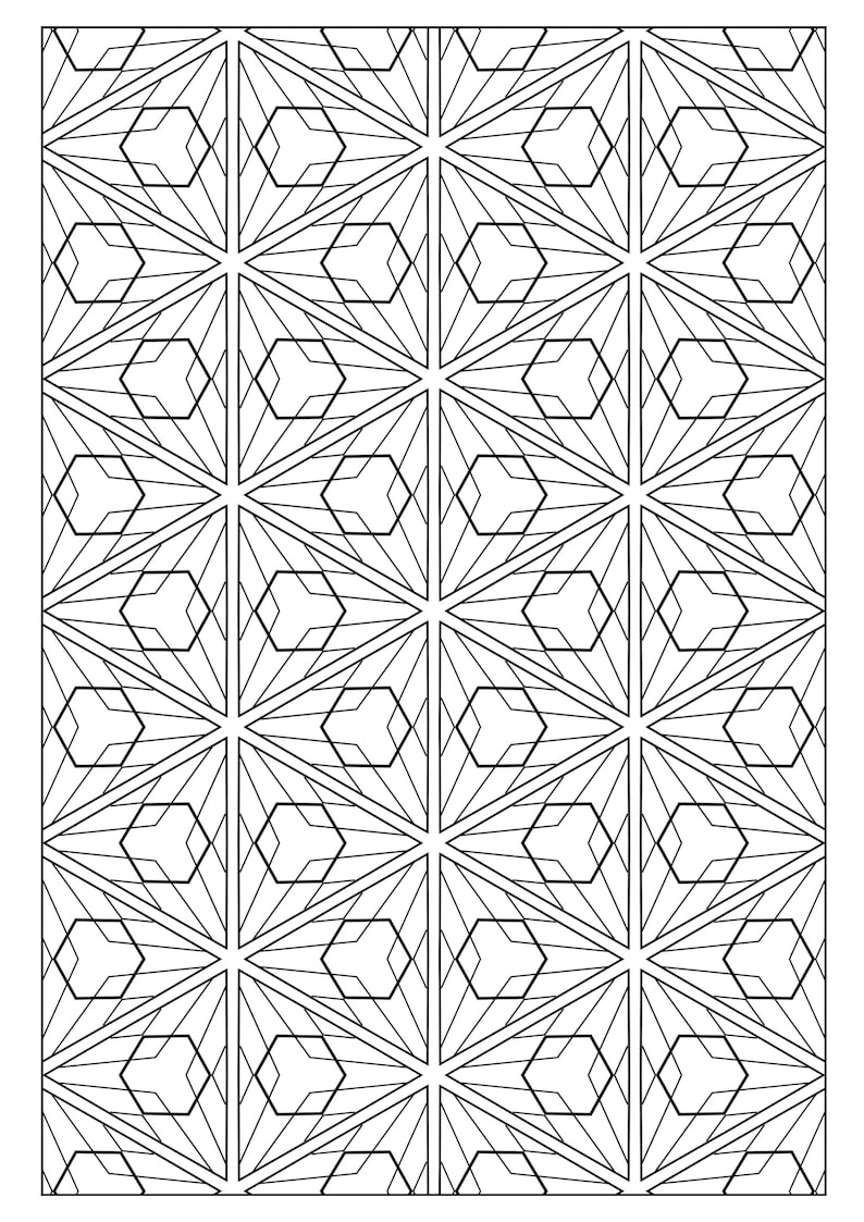 Set of 34 Printable Coloring Pages With Geometric Designs, Kids and ...