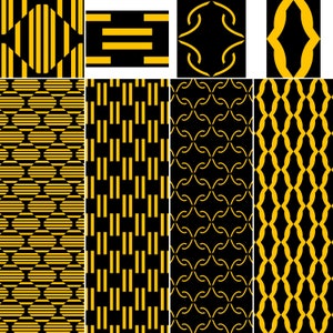 16 Digital Tiles and 16 Digital Papers With Geometric Patterns in Black ...