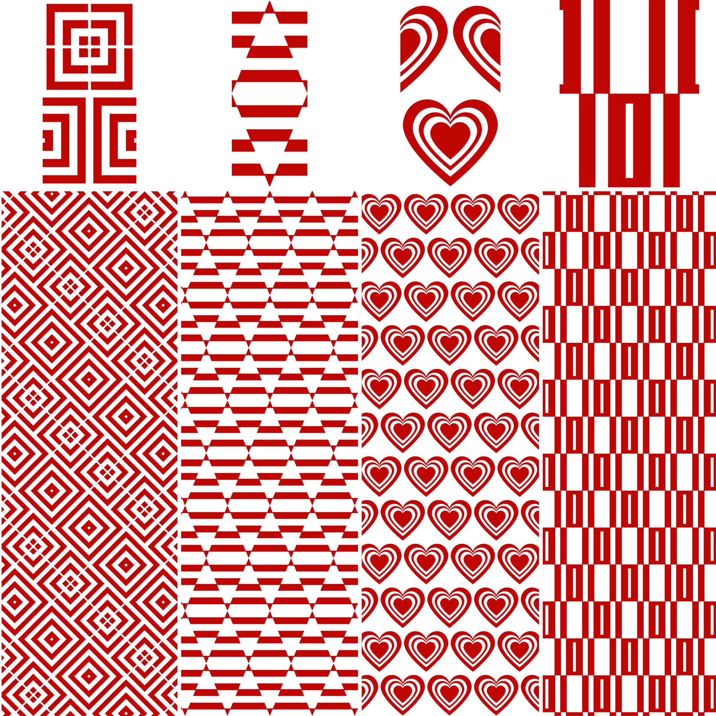 16 Digital Tiles and 16 Digital Papers With Geometric Patterns in Red ...