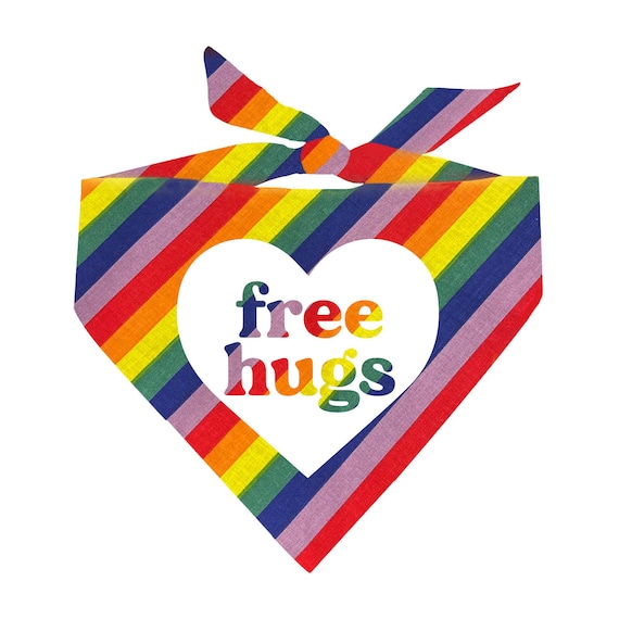 Free Hugs Heart LGBTQ Rainbow Triangle Dog Bandana | Etsy