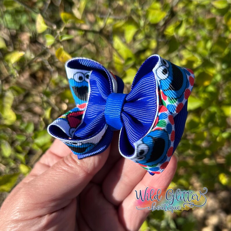 Colorful Character Hair Bows | Red Monster Ribbon Pigtail Bows ...