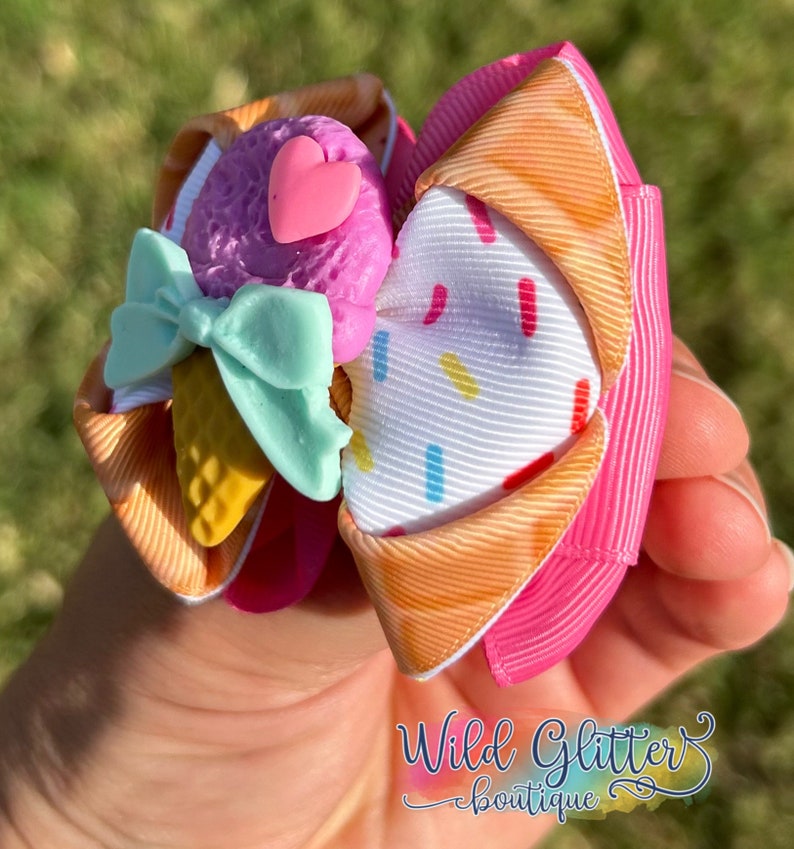 Ice Cream Hairbow, Popsicle Bow, Sprinkles Hair Clip, Clips for Girls ...