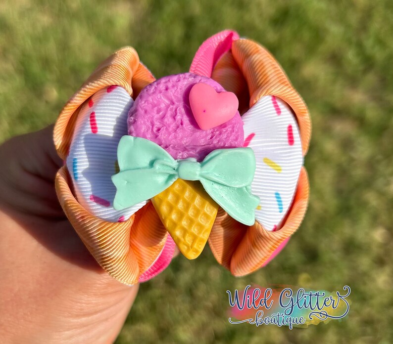Ice Cream Hairbow, Popsicle Bow, Sprinkles Hair Clip, Clips for Girls ...