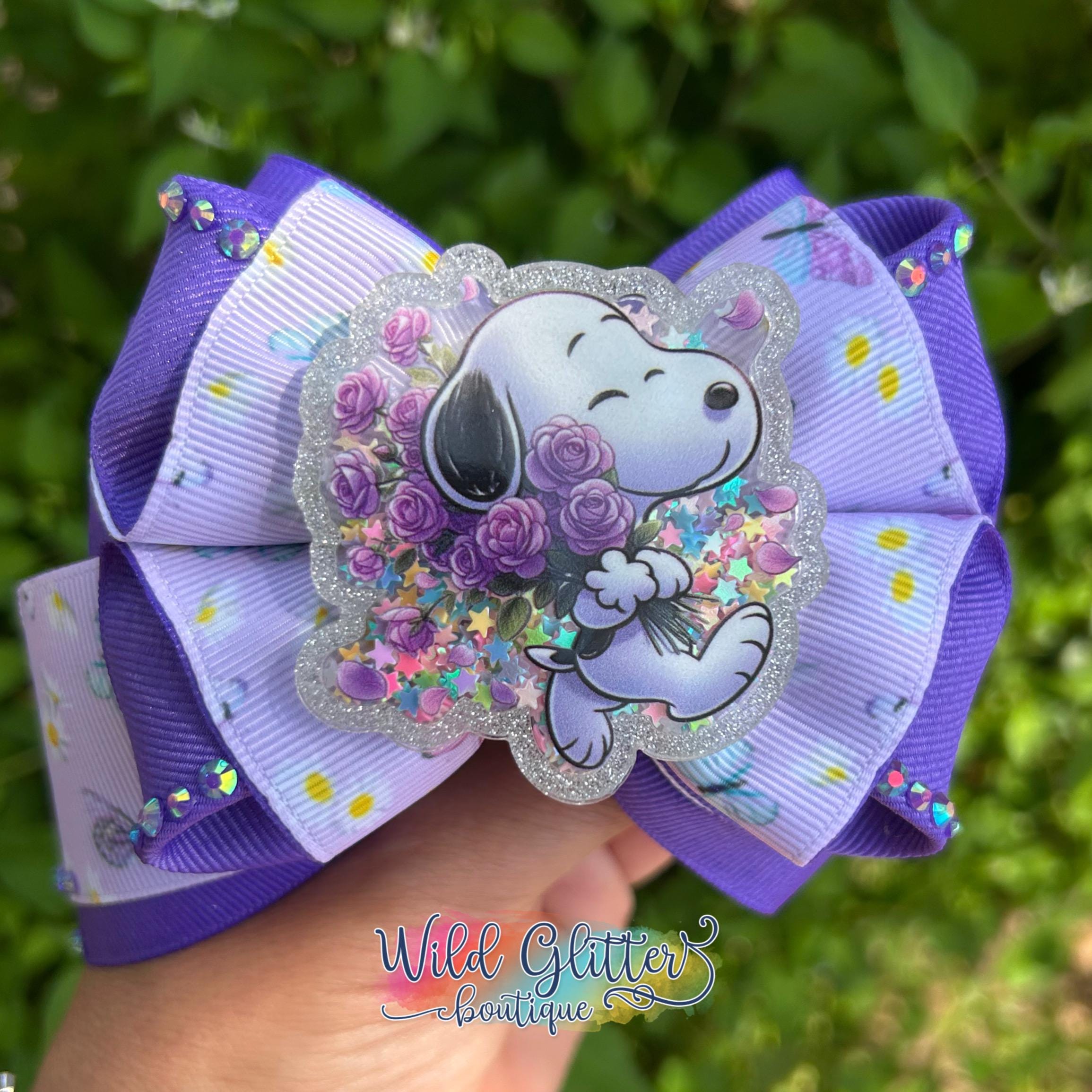 Charlie Dog Hair Bow: Snoopy Flower Hair Clip, Purple Rhinestone - Etsy