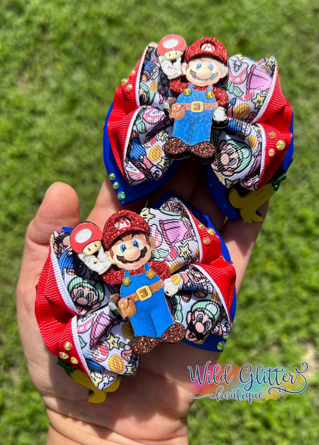 Mario Hairbow, Super Marioo Hair Bow, Gaming Piggies, Nin-ten-do Clips ...