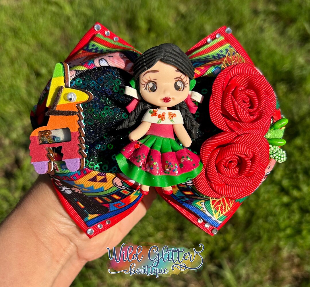 Viva Mexico Bow, Septiembre Hair Bow, Cinco De Mayo Hair Clip, Fiesta ...