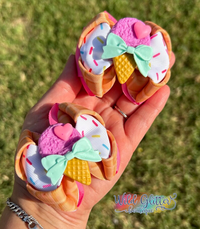 Ice Cream Hairbow, Popsicle Bow, Sprinkles Hair Clip, Clips for Girls ...